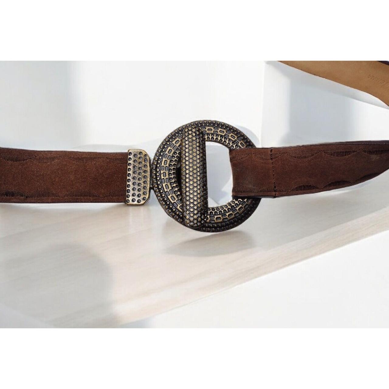 Vintage Genuine Leather Suede Interlock Belt Brown... - Depop