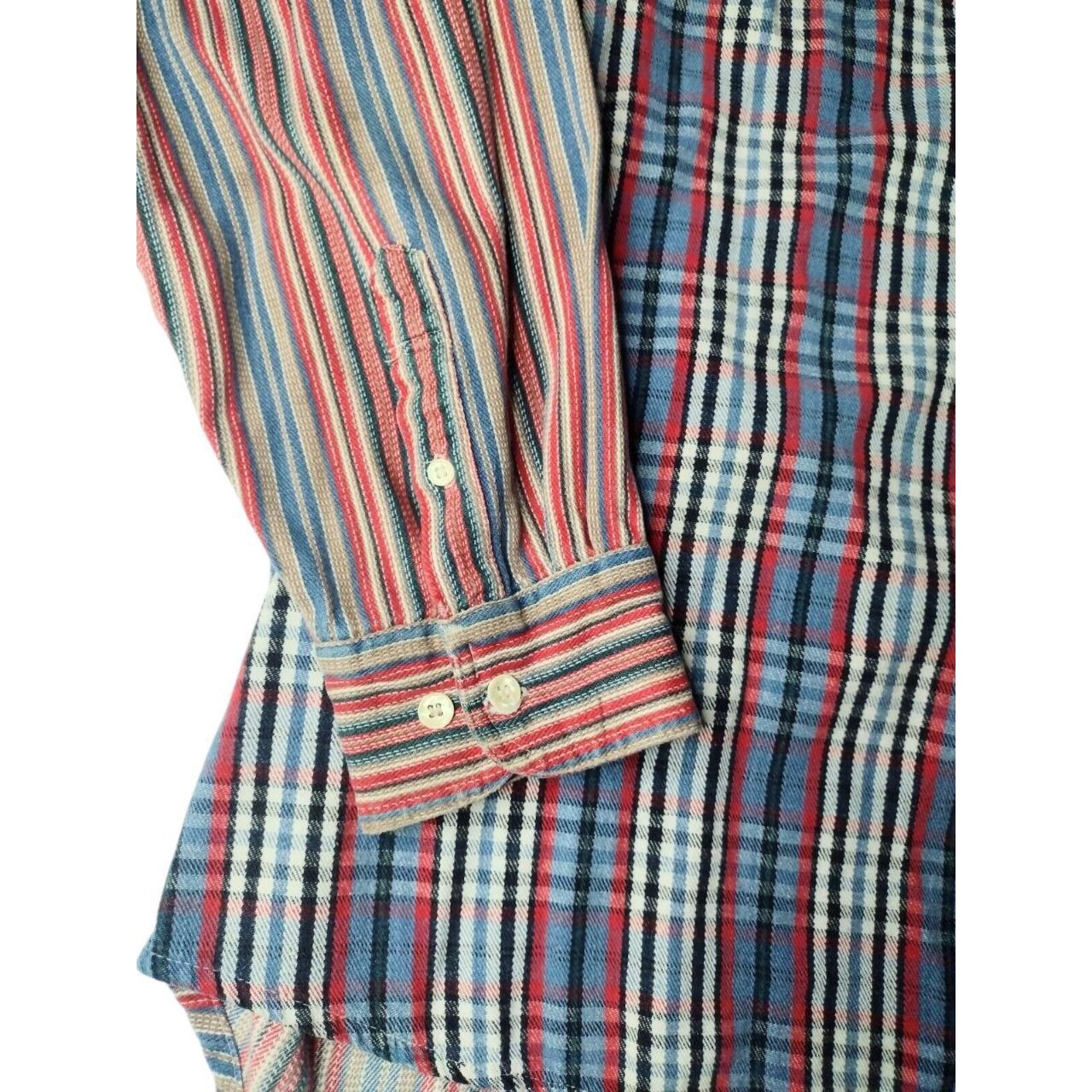 Gitano 80s Plaid Striped Men's Button Down Shirt... - Depop