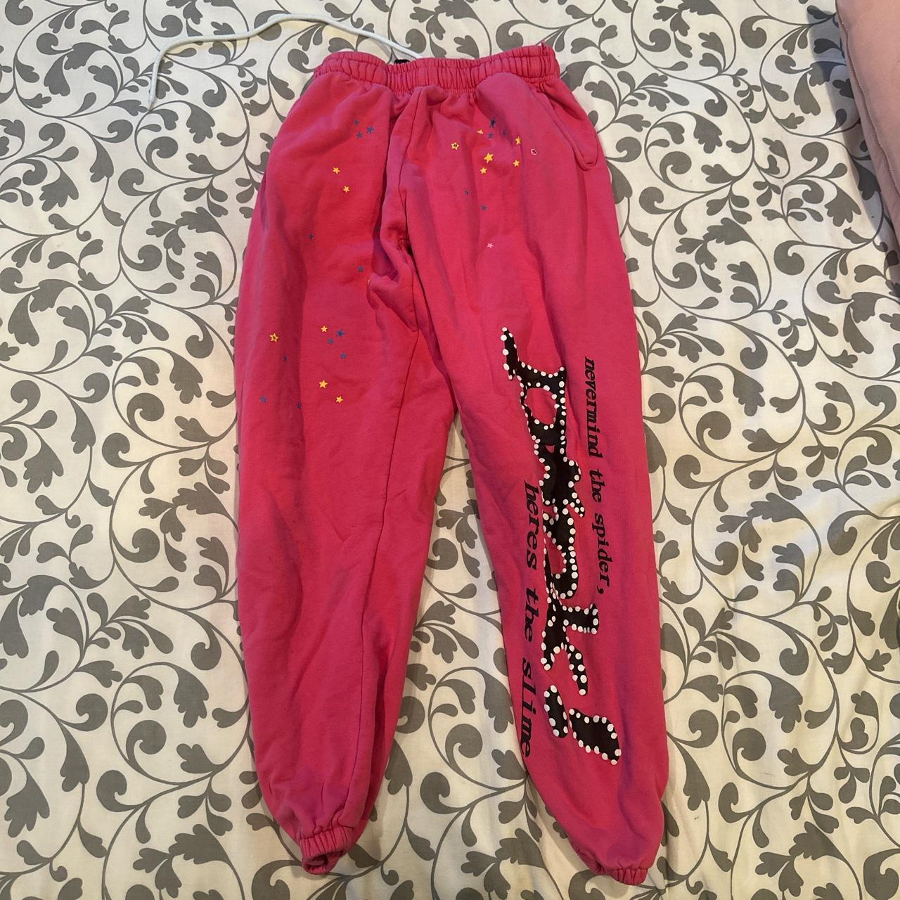 Sp5der sweats in pink! so cute! size medium but... - Depop
