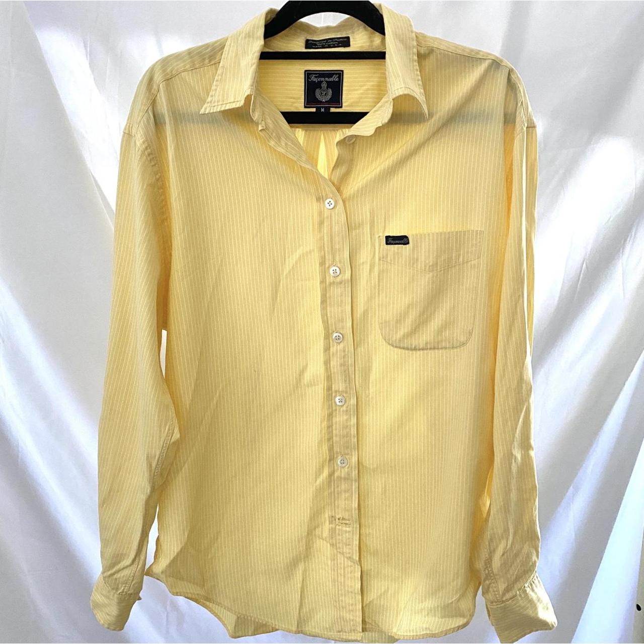 Women's White and Yellow Shirt | Depop
