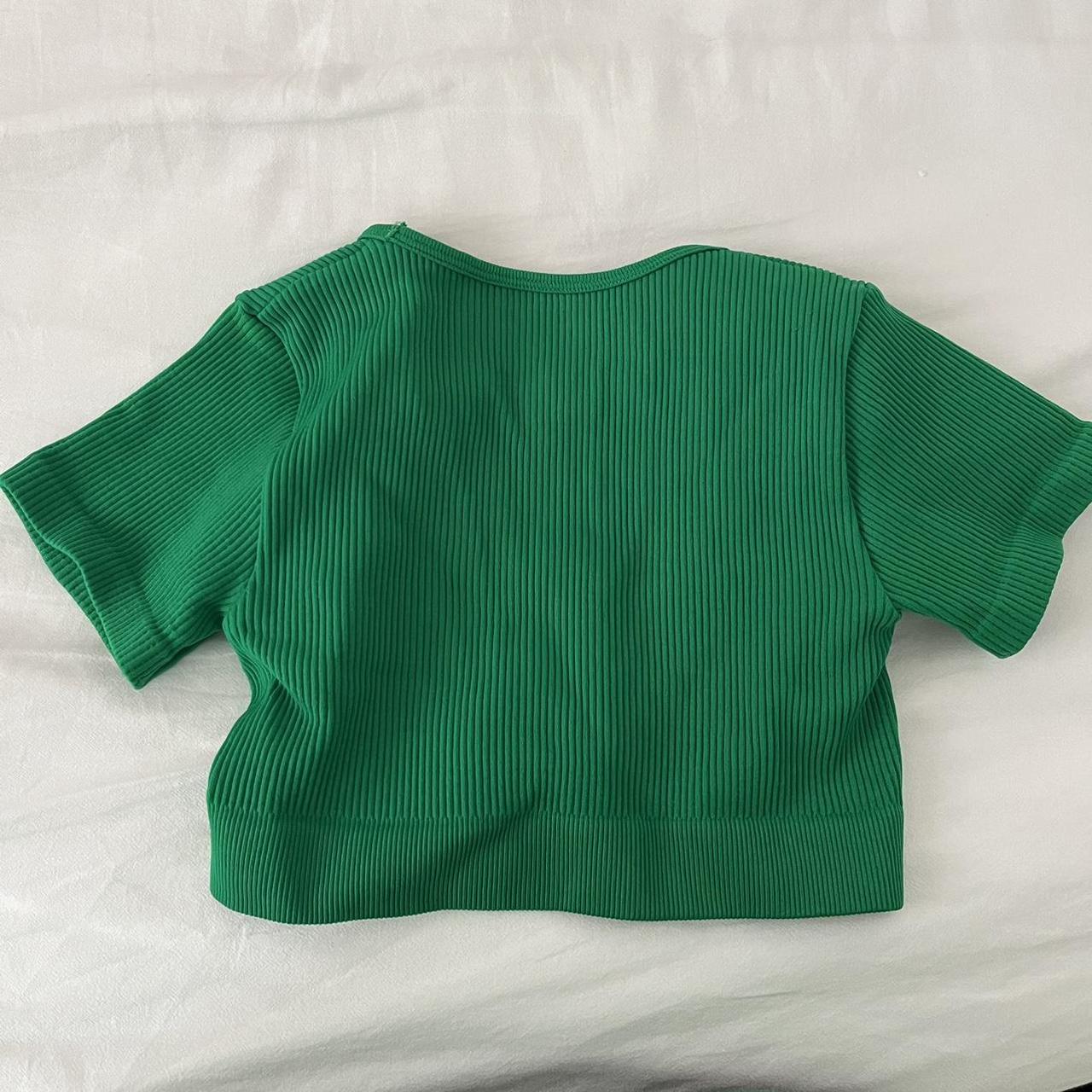 PLT ribbed green crop top never worn just tried... | Depop