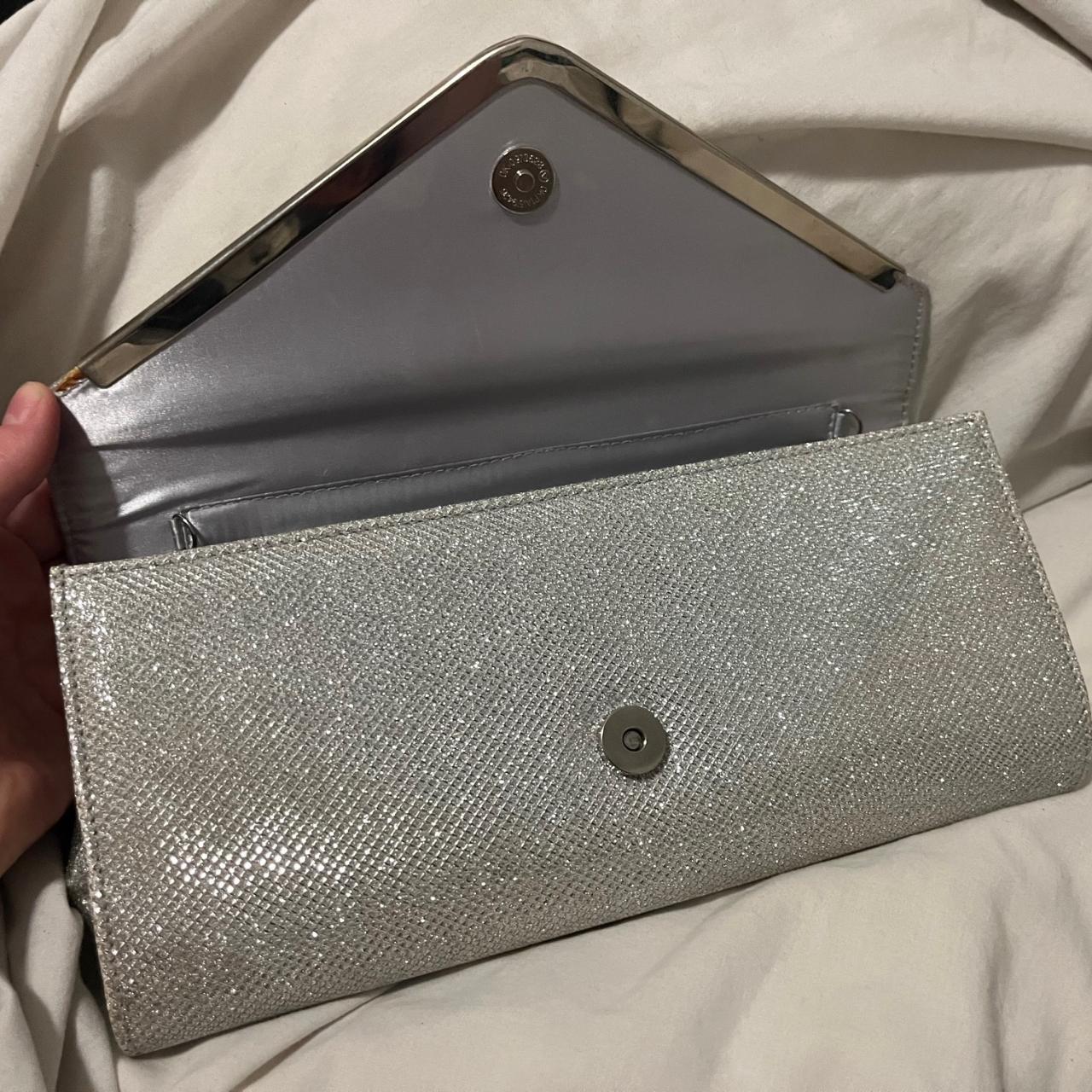 Ruby and Kit silver clutch. Used once for formal... - Depop