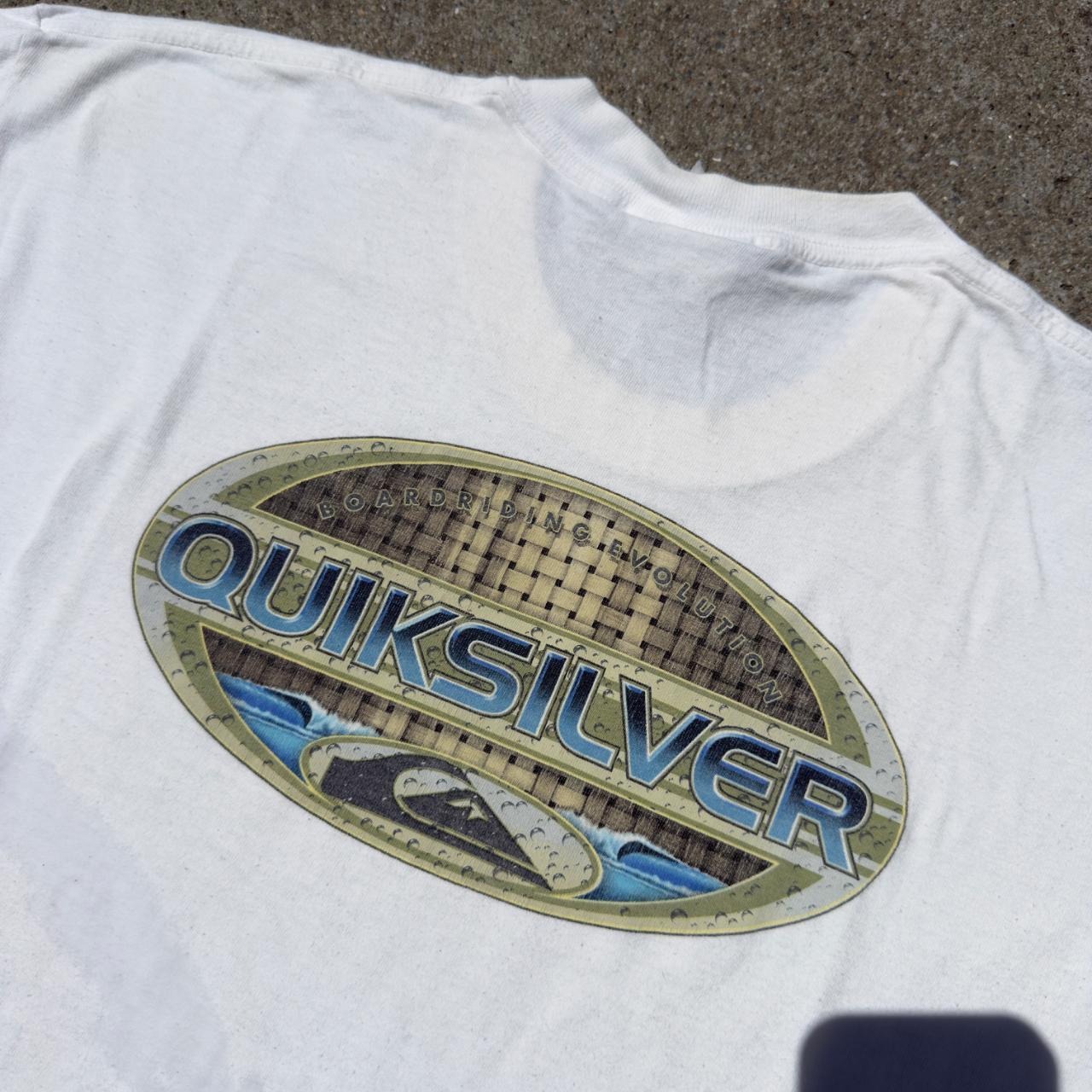 Vintage 90s white QuikSilver irl wave surfwear T... | Depop