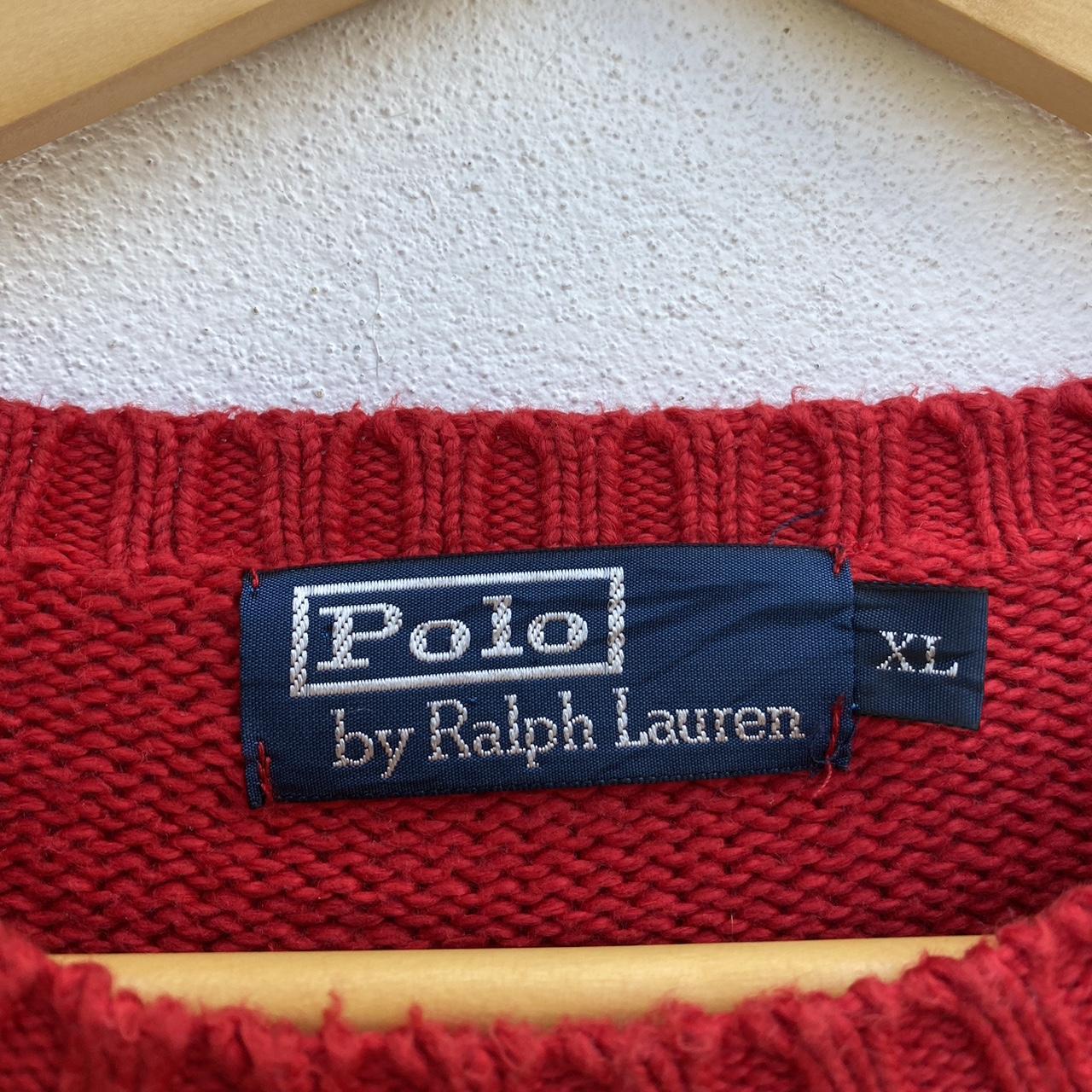 Vintage Polo Ralph Lauren Knit Jumper in Red. Size... - Depop