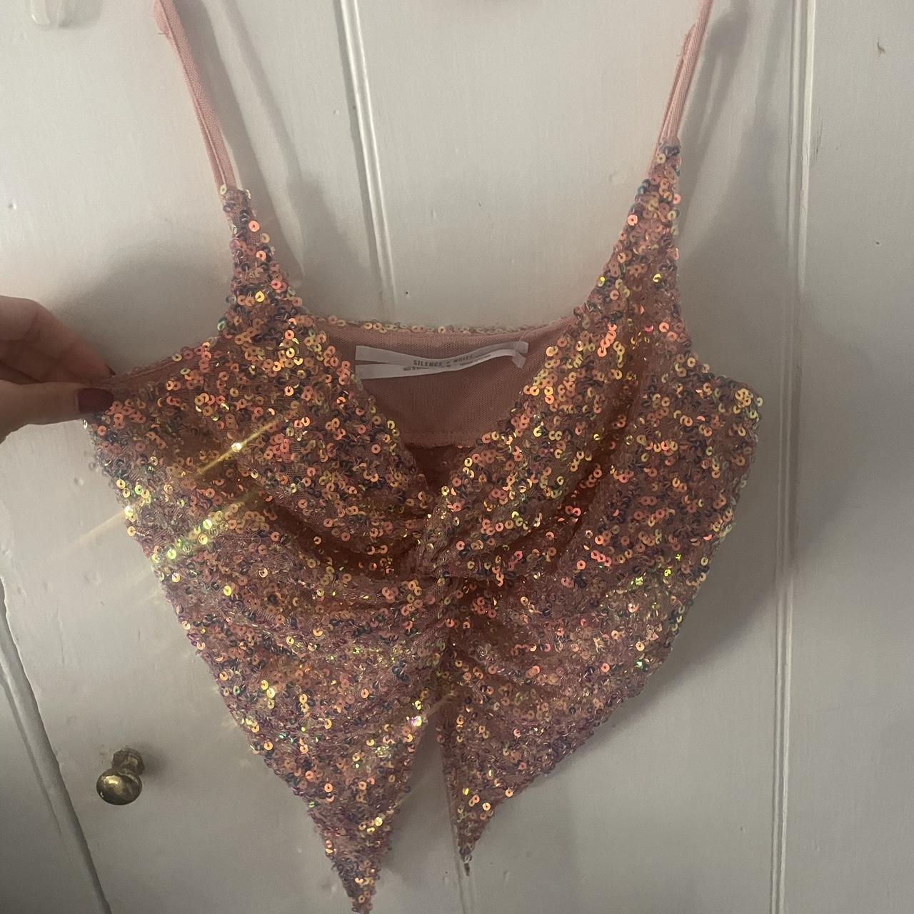 Urban sequin pink going out top brand new... - Depop