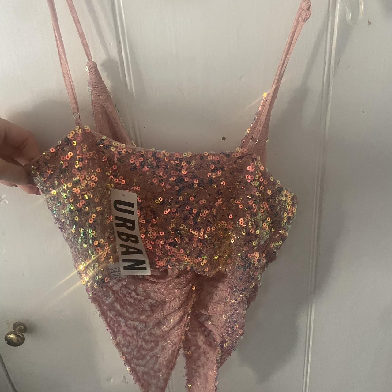 Urban sequin pink going out top brand new... - Depop