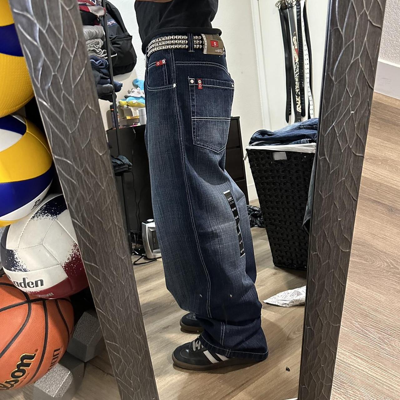 Y2k red tabs Southpole jeans Blue wash baggy red... - Depop