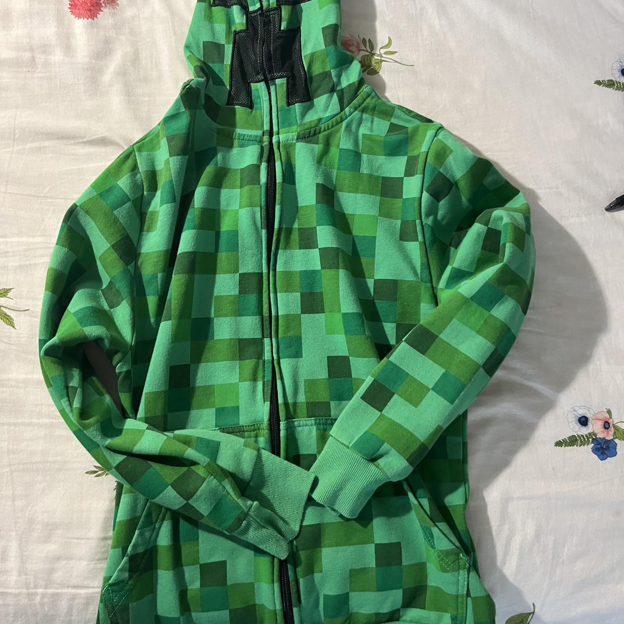 Green and black Minecraft hoodie #Minecraft large... - Depop