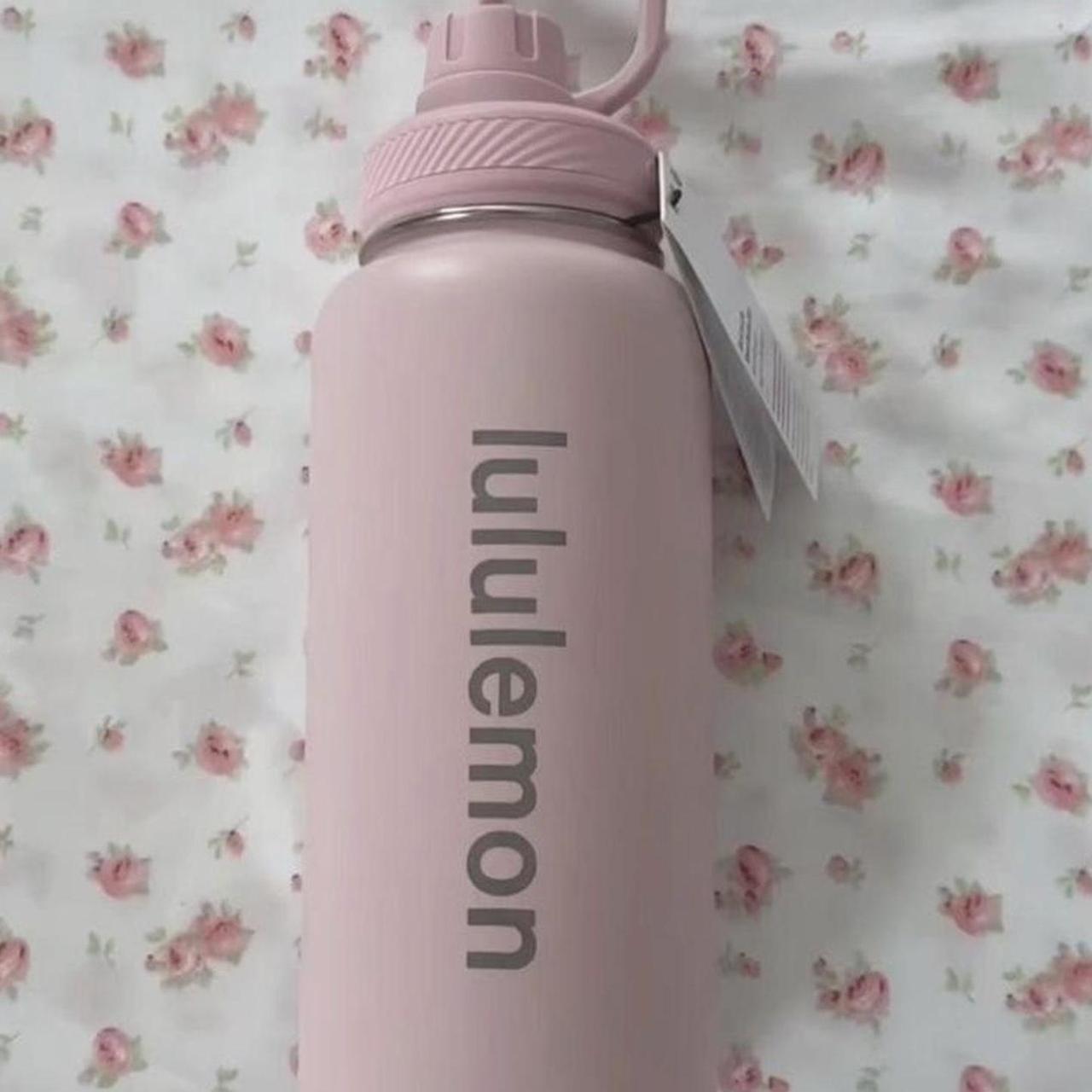 pink lululemon water bottle! 18 oz straw lid so cute... - Depop