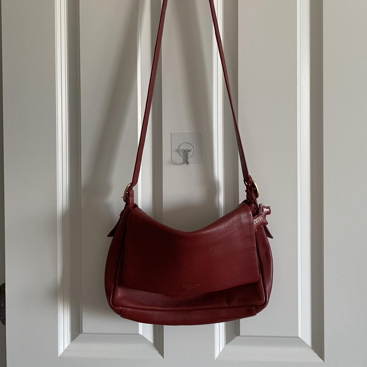 Radley Red Leather Bag fits a lot (i usually bring... - Depop