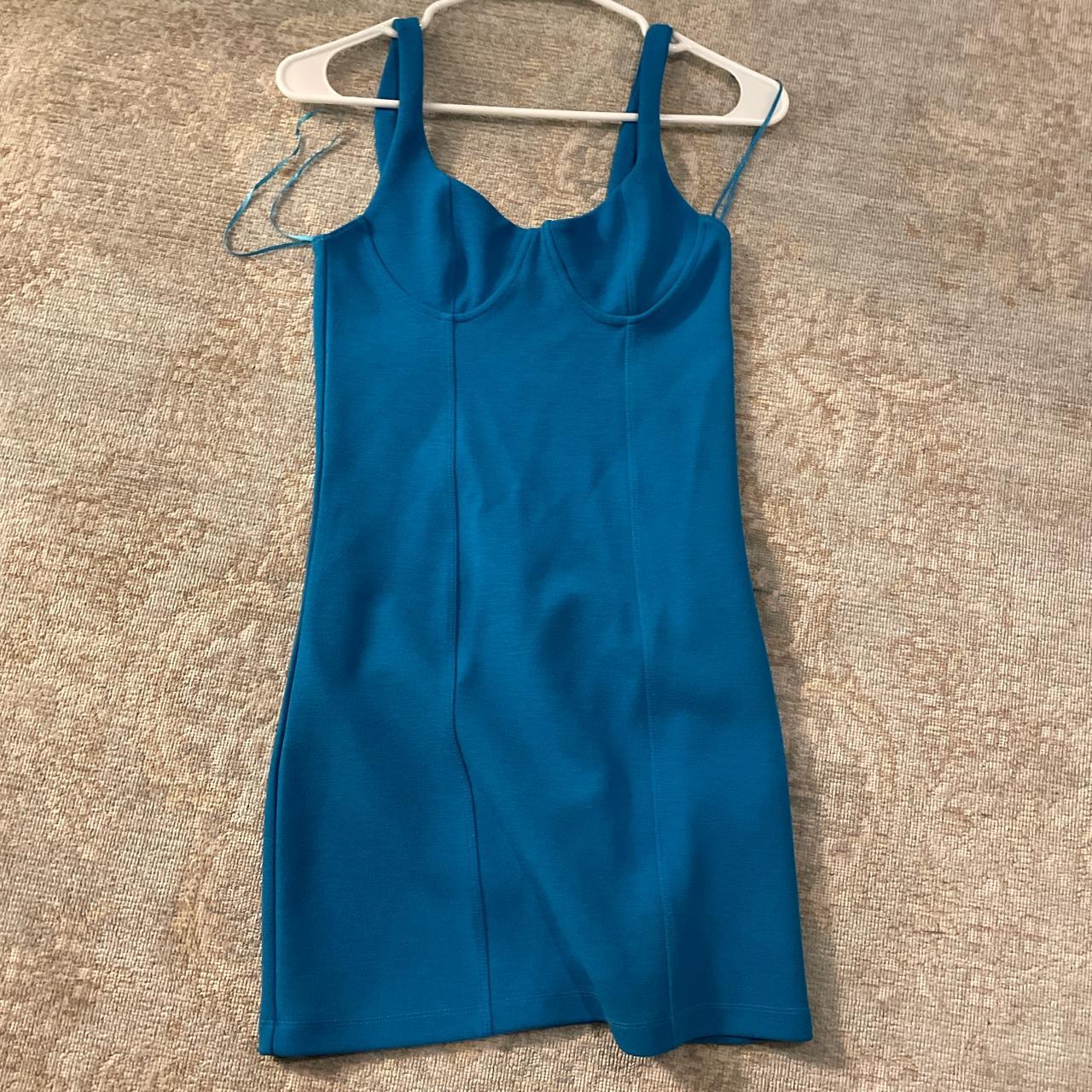 Zara Bodycon Blue Dress - Depop