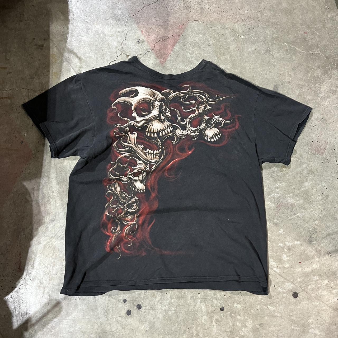 COOL Y2K GRUNGE FADED SKULL TEE NO TAG FITS LIKE A... - Depop