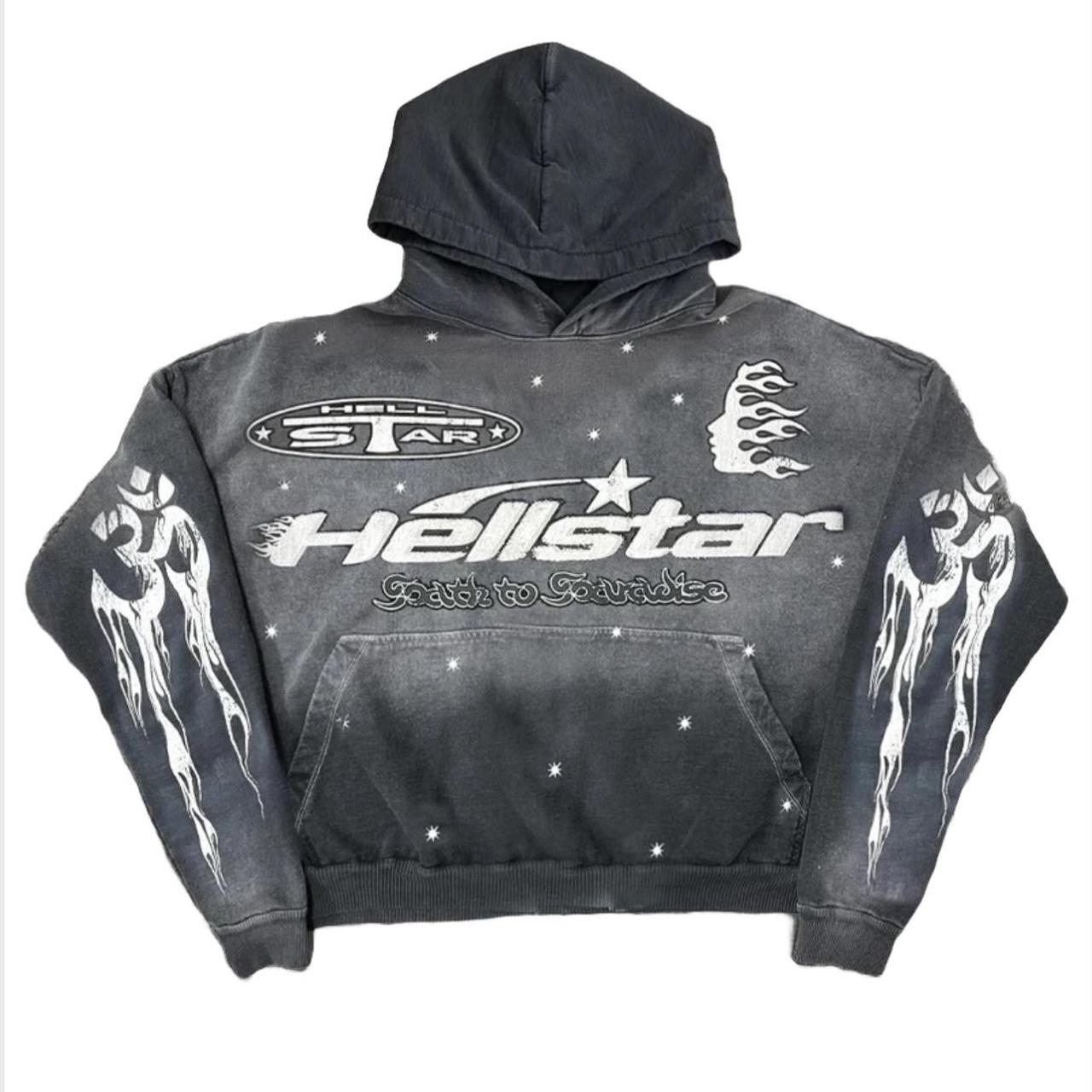 hellstar gray acid wash pullover hoodie soo cute ,... - Depop