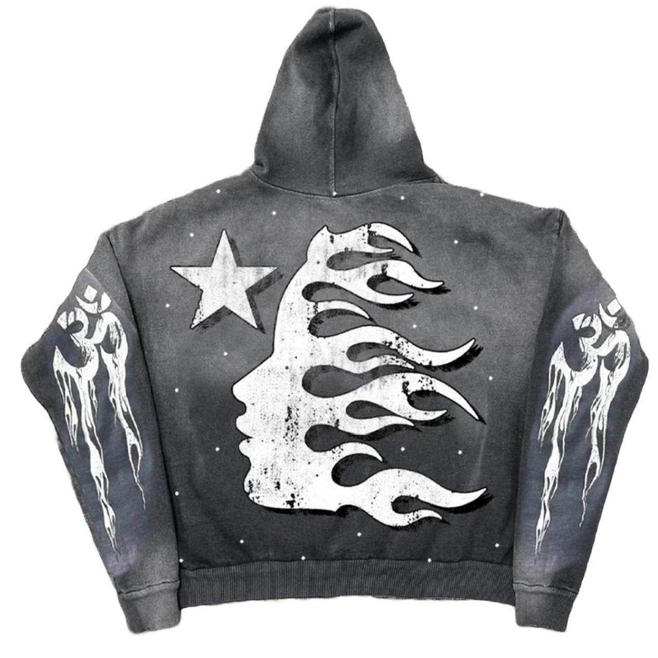 hellstar gray acid wash pullover hoodie soo cute ,... - Depop