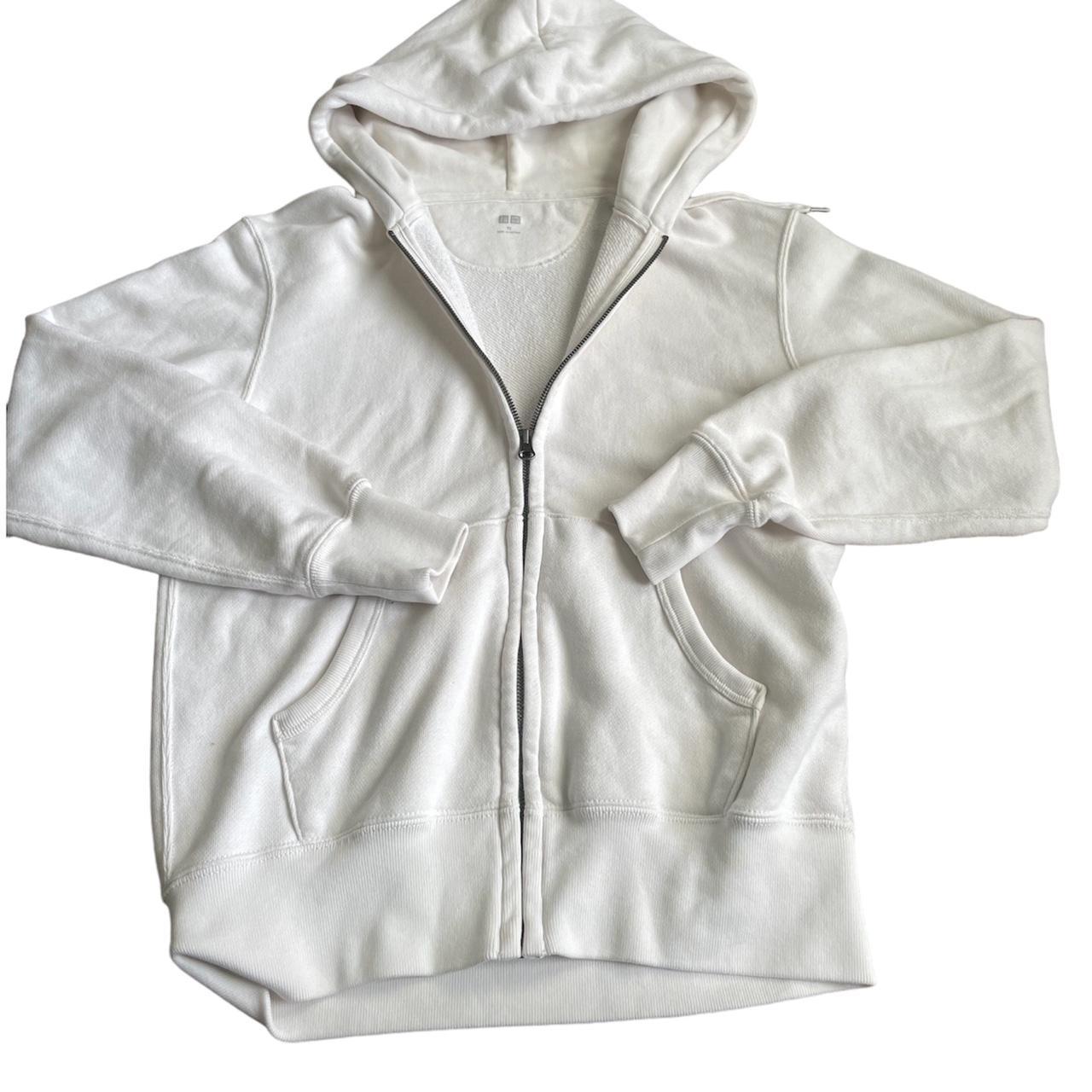 White basic zip up hoodie Mens XS message for... - Depop