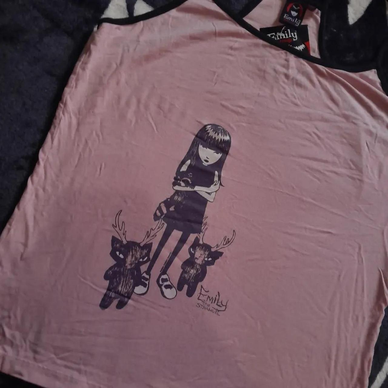 Emily The Strange Cami shirt ☆ Pink with purple... - Depop