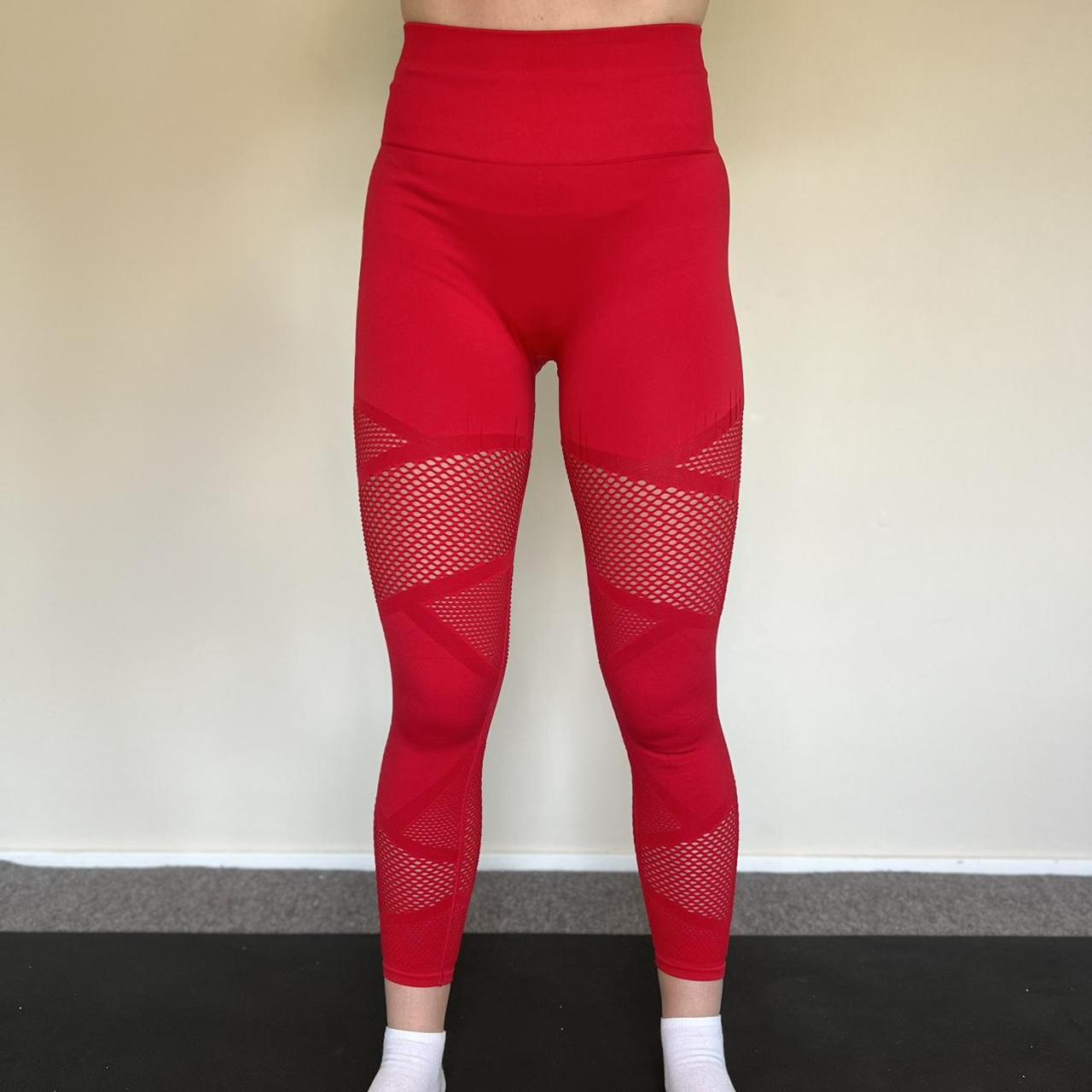 Fabletics Women's Red Leggings | Depop