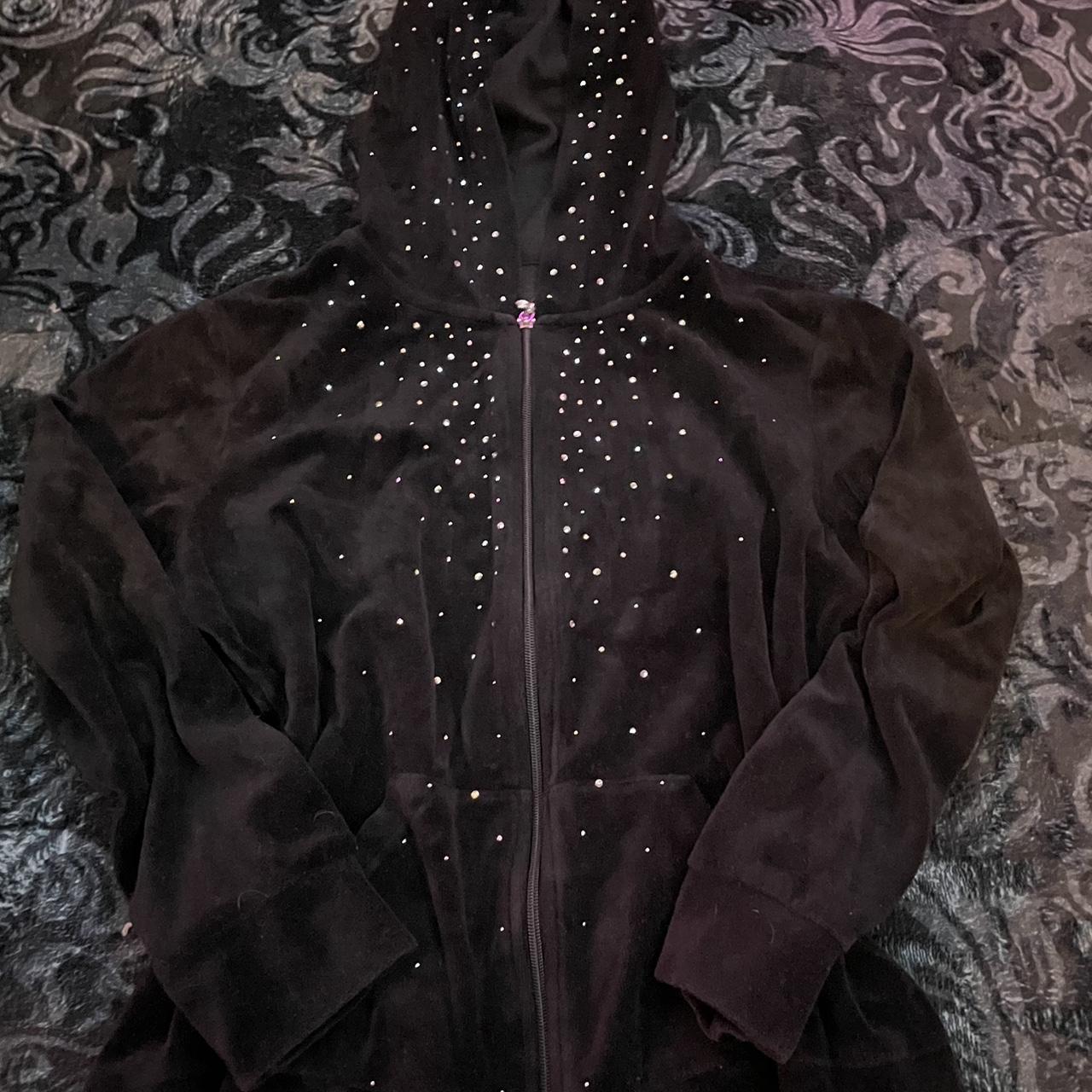 super cute y2k bedazzled velour jacket size... - Depop