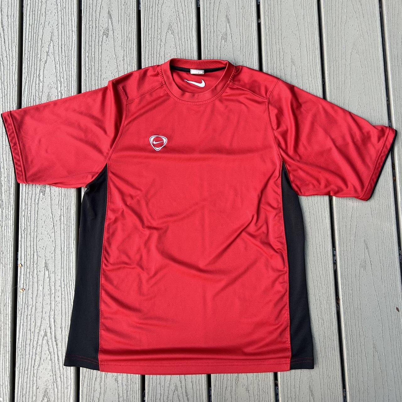 Nike red and black Dri-Fit shirt | Depop