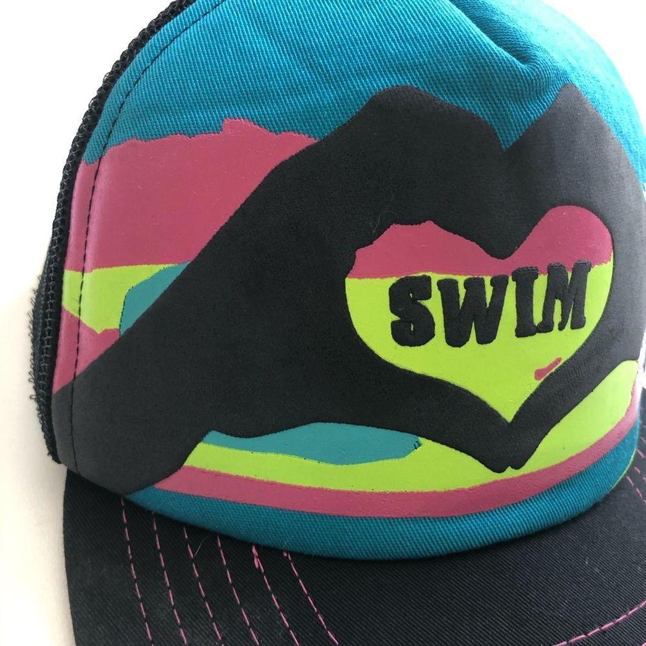 Vintage Speedo Hat Trucker Heart Swim Graphic Neon... | Depop