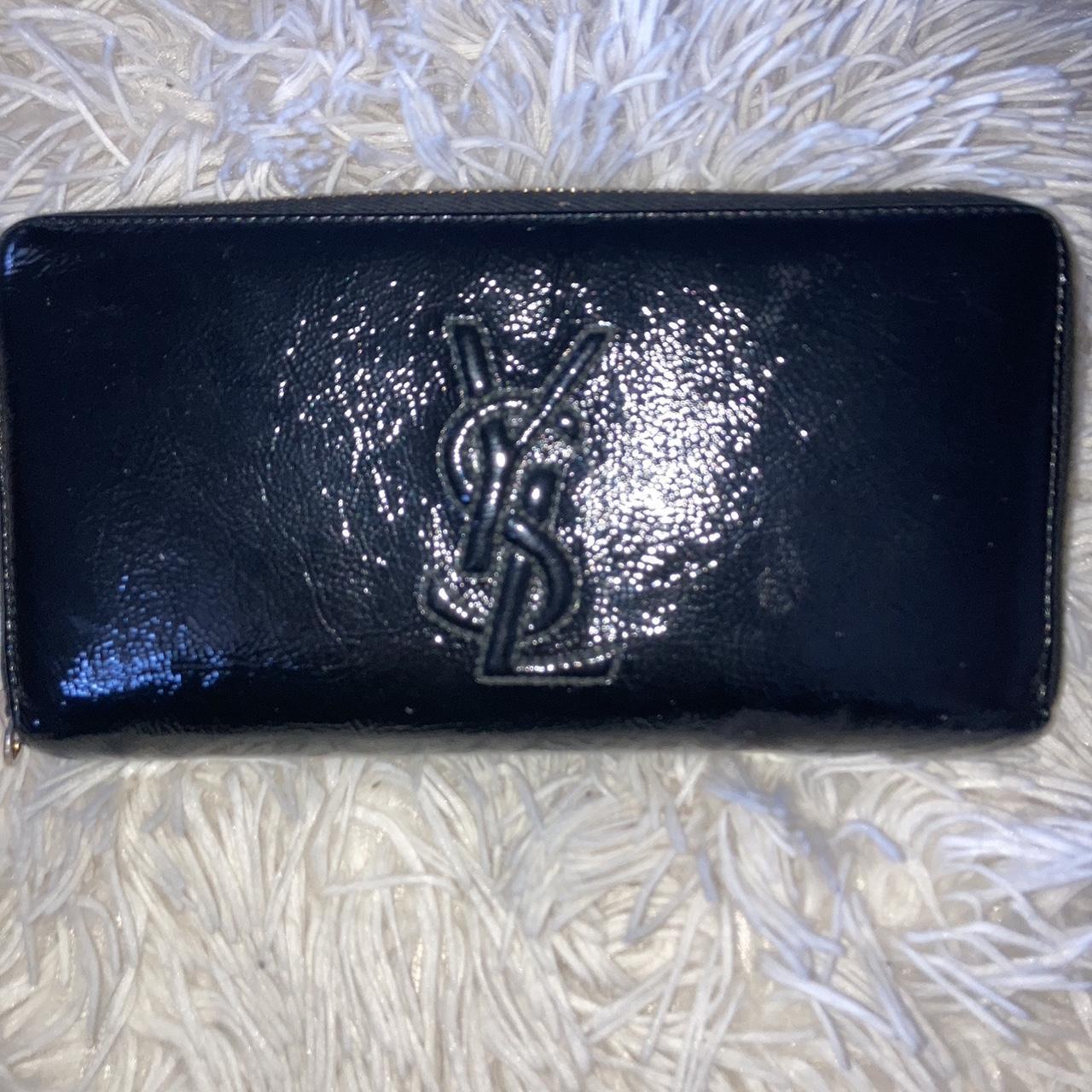 YSL black patent leather purse in excellent... - Depop
