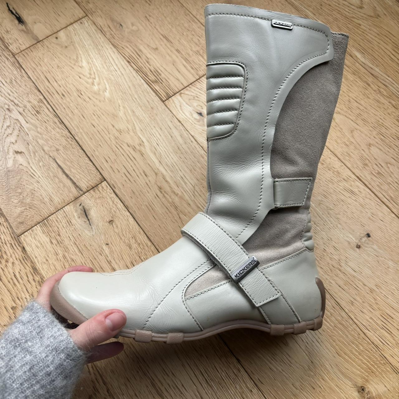 🖤🖤🖤🖤 y2k 00s Kickers futuristic sporty moto cream /... - Depop