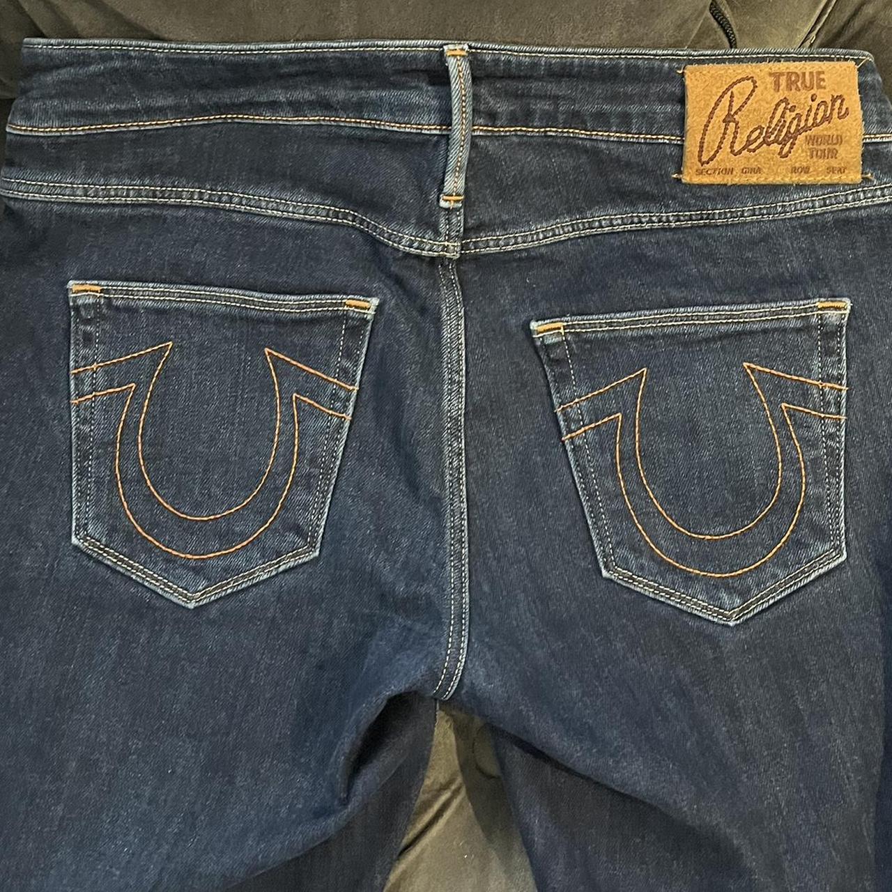 True Religion low waisted flared jeans Size 28 waist... - Depop