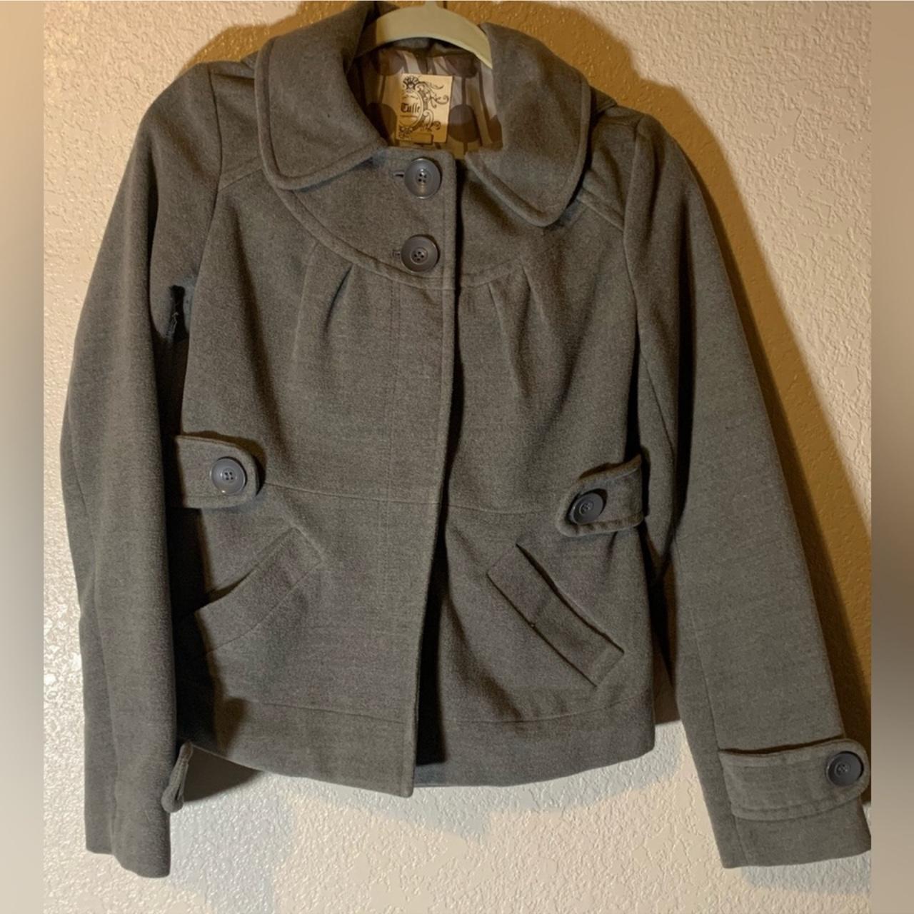 Grey button-up jacket with a touch of whimsy,... | Depop