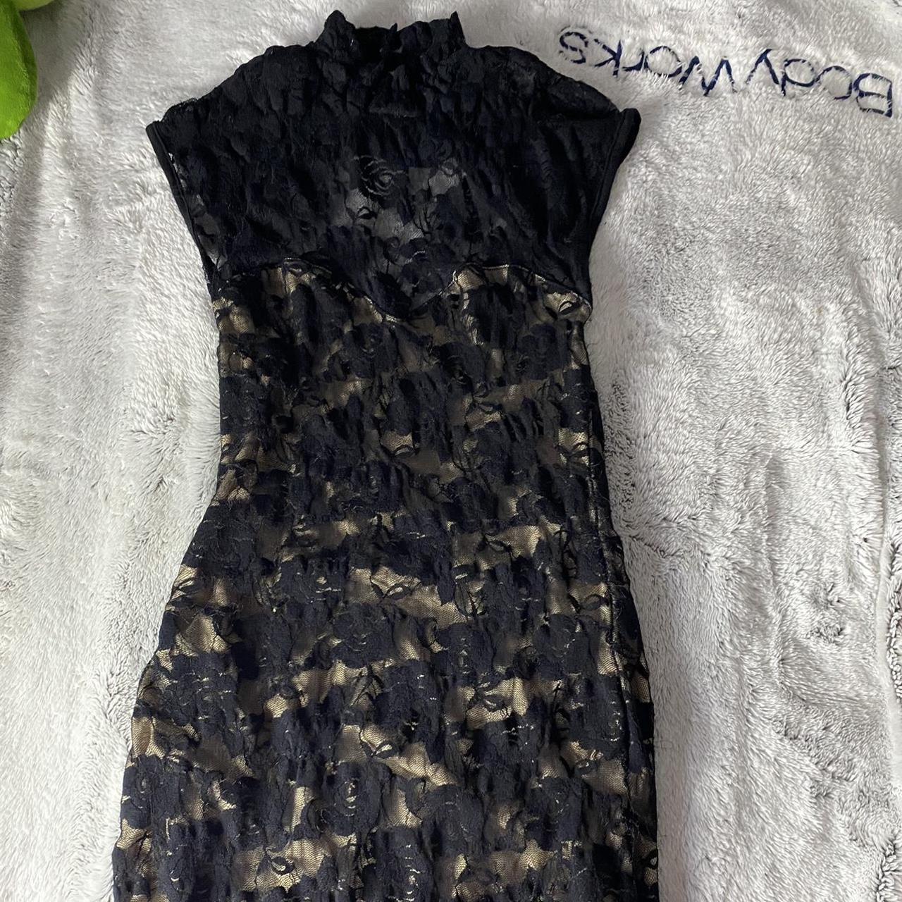 Floral Lace Sleeveless Sheath, Open-Back Dress - Depop