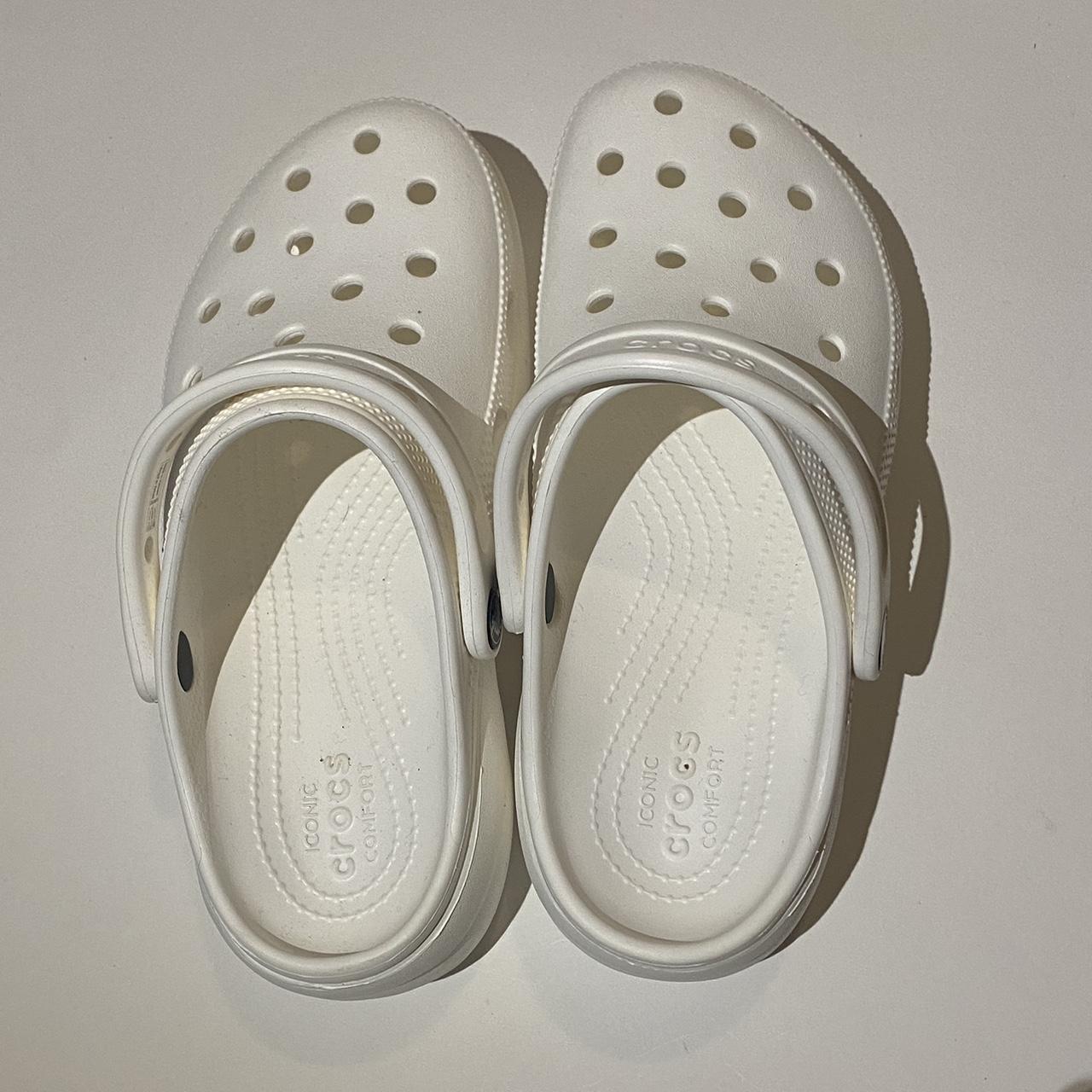 White platform crocs, in good condition only used... - Depop