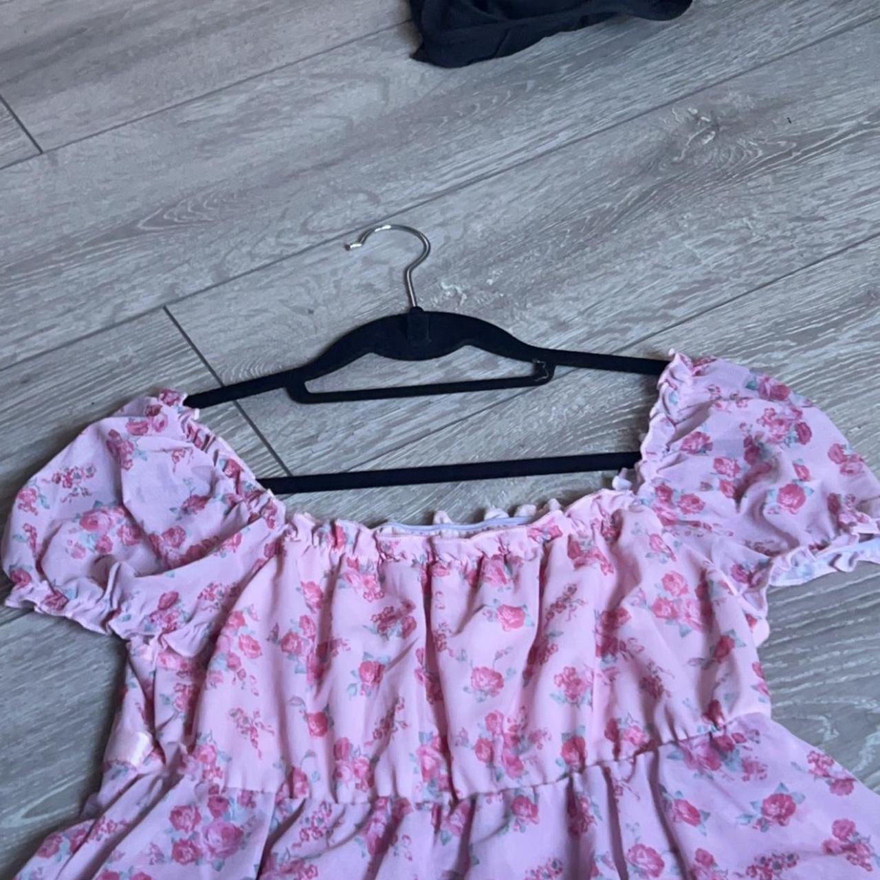 cutecore hachi inspired pink ruffle floral tiered... - Depop