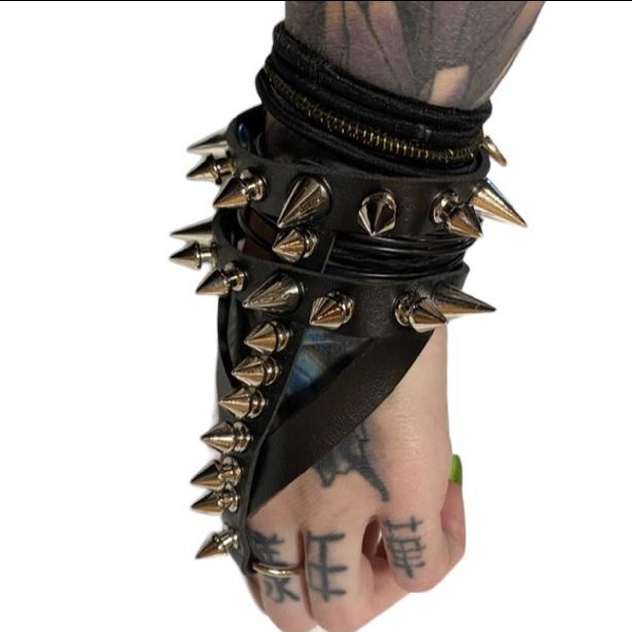 Spiked, studdded Hand cuff bracelet / ring #goth... - Depop