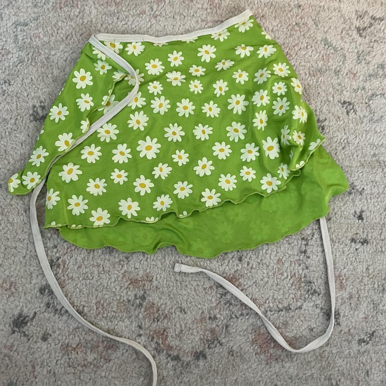 Dollskill Floral Print Green Wrap around Skirt.... - Depop