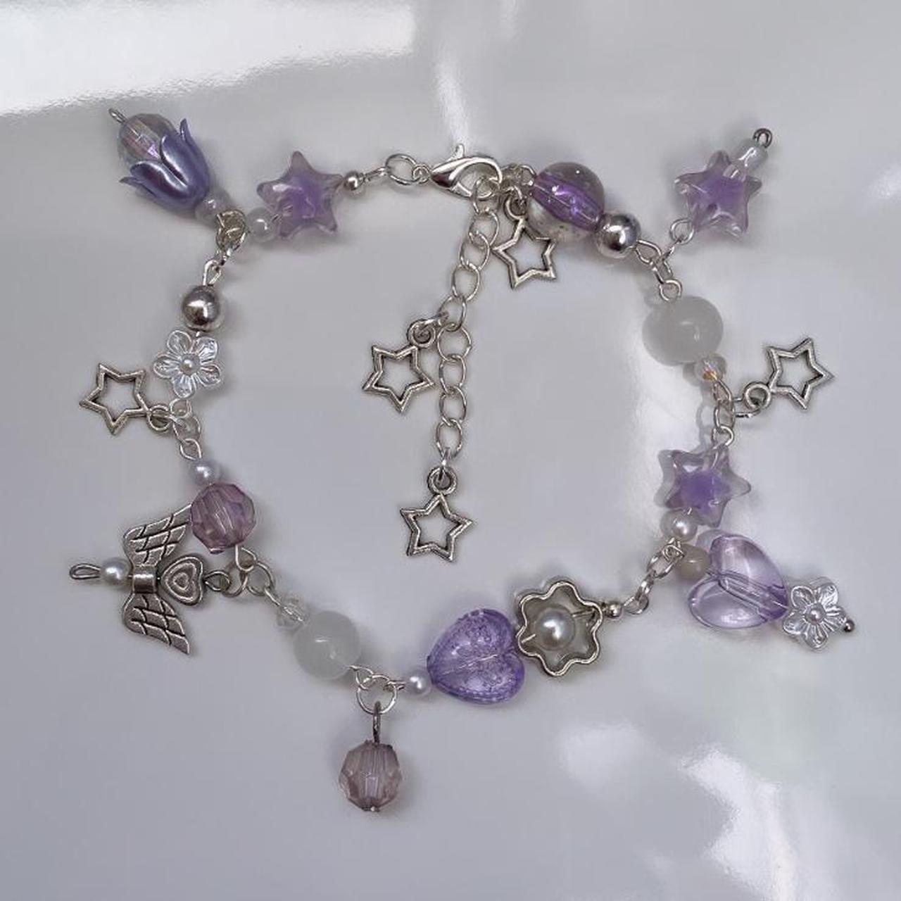 purple charm bracelet! * ੈ ‧₊˚🍇 handmade... - Depop