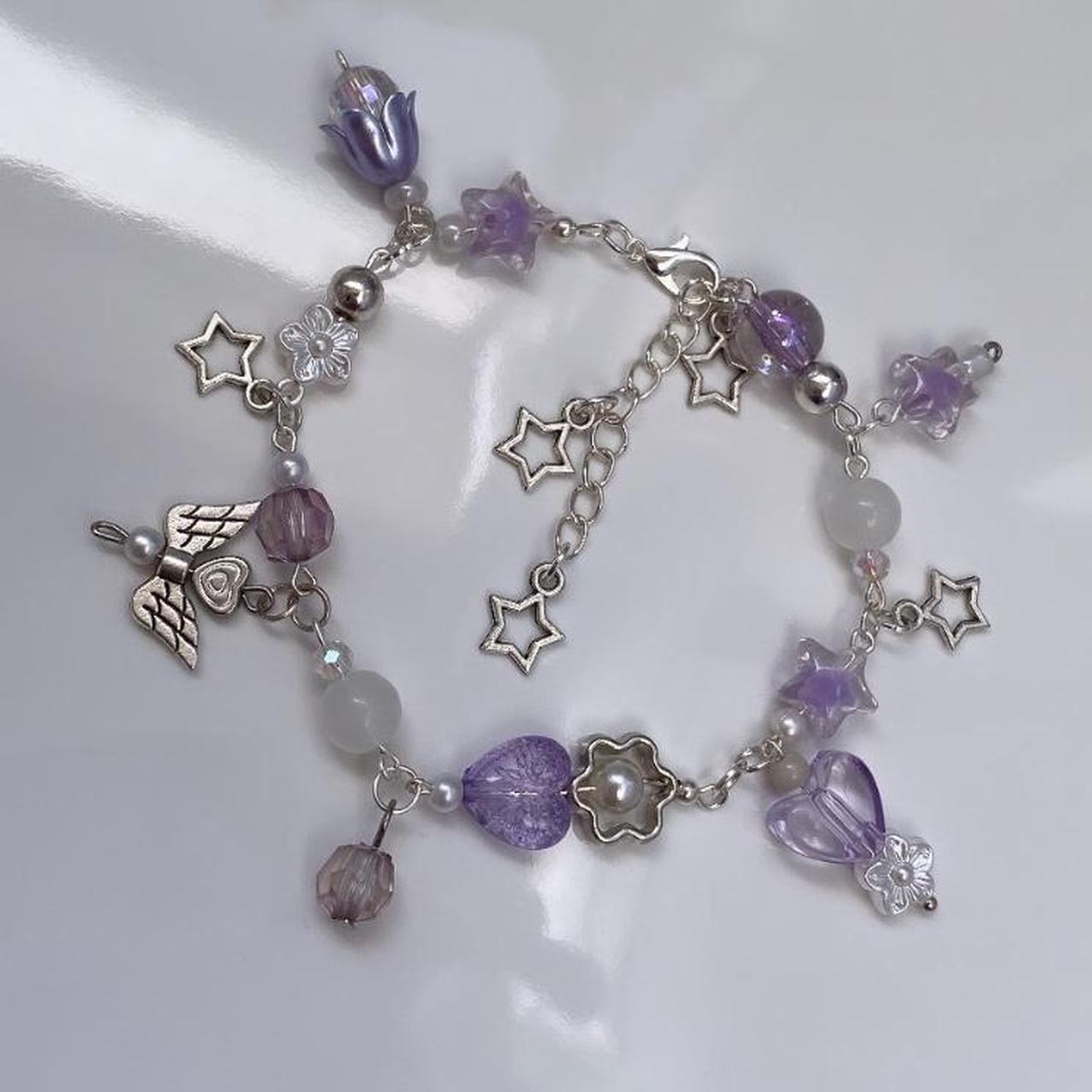 purple charm bracelet! * ੈ ‧₊˚🍇 handmade... - Depop