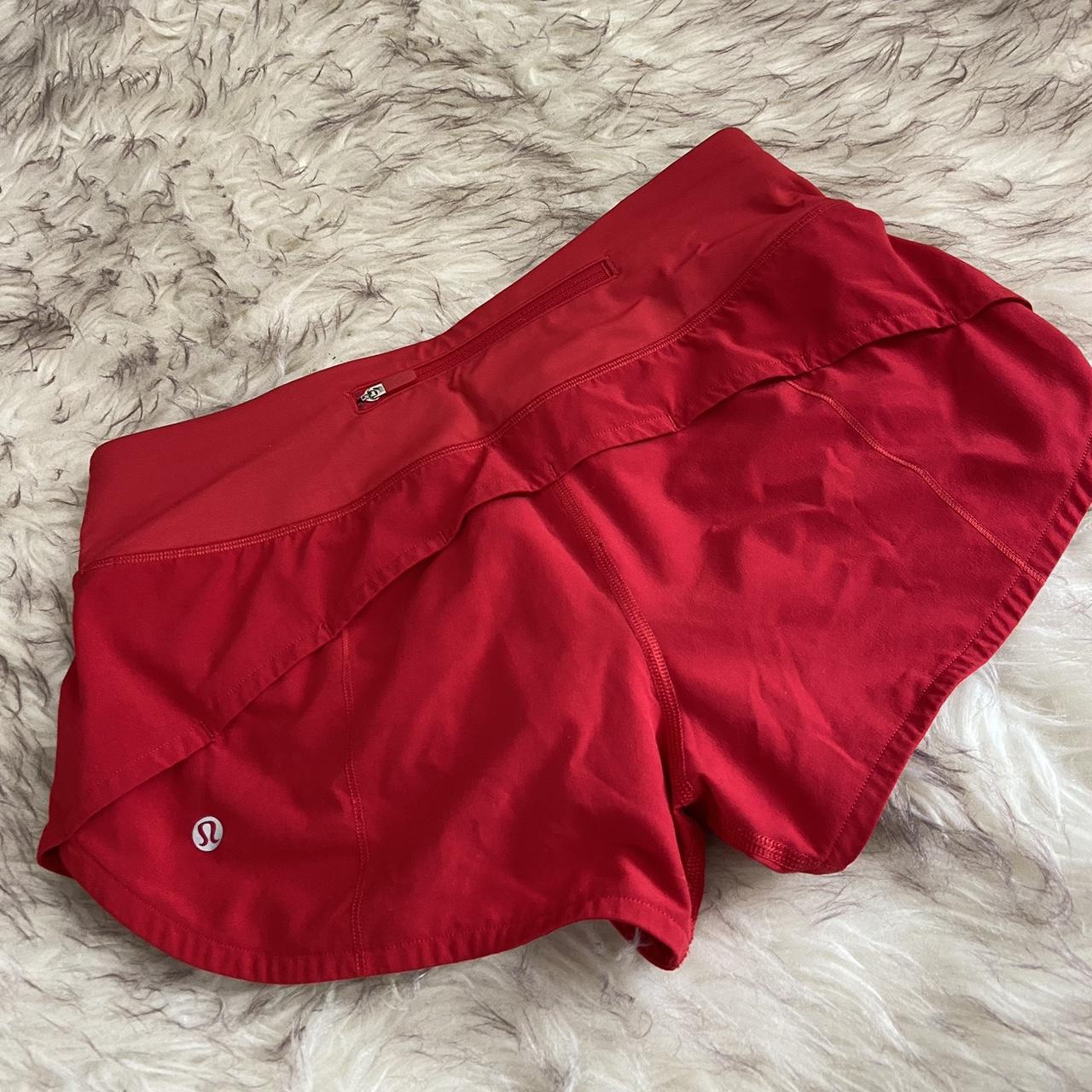 Low-rise Red Lululemon shorts Size 4 2.5 inseam - Depop