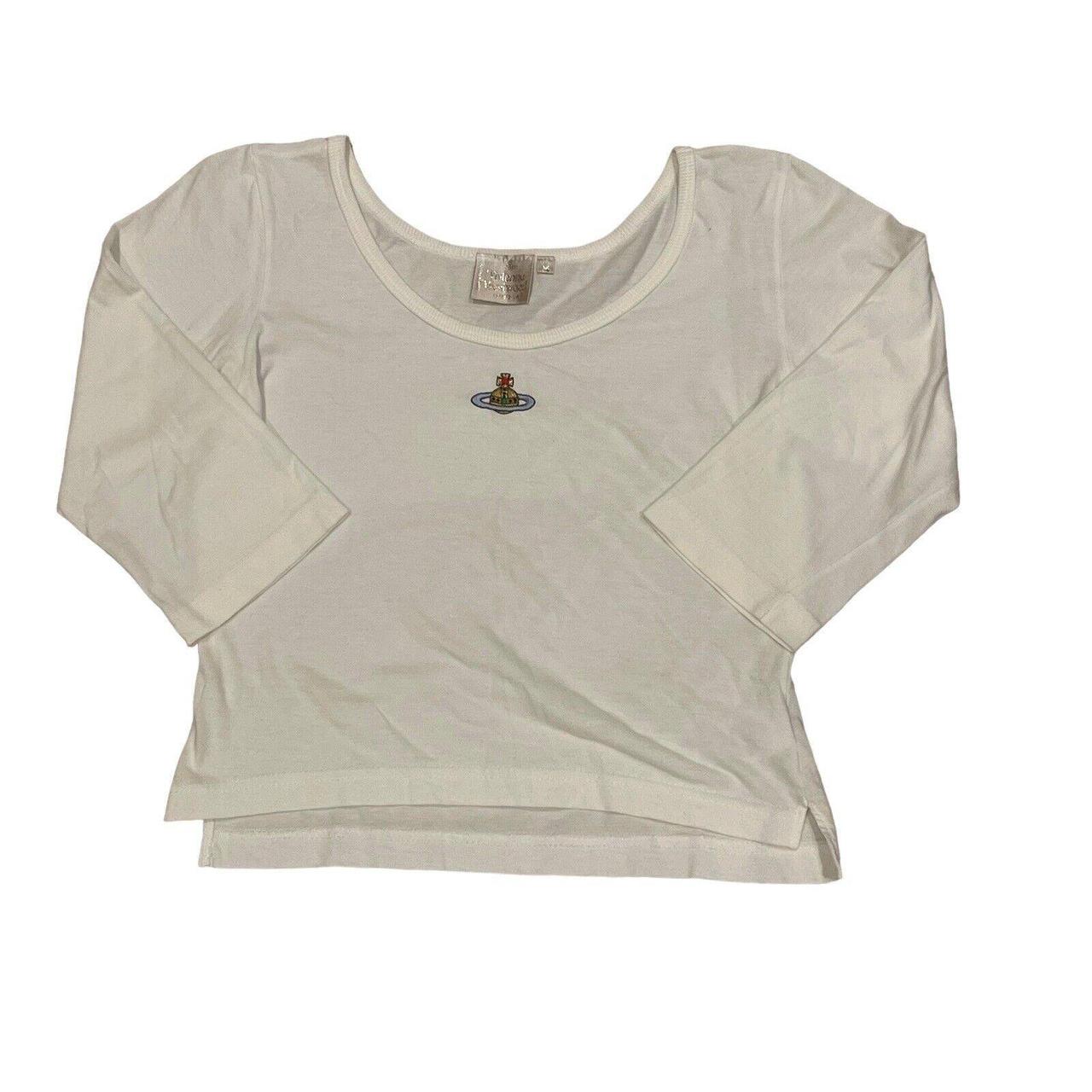 Vivienne Westwood Vintage White Crop Top Embroidered... - Depop