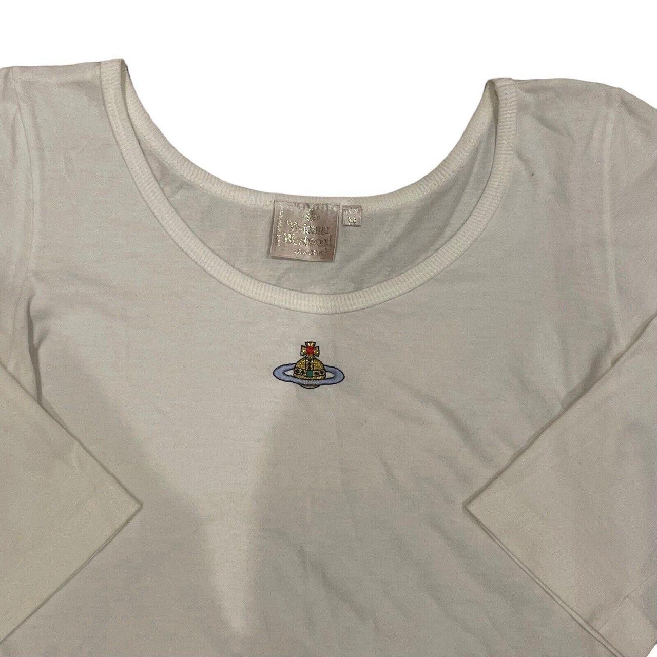 Vivienne Westwood Vintage White Crop Top Embroidered... - Depop