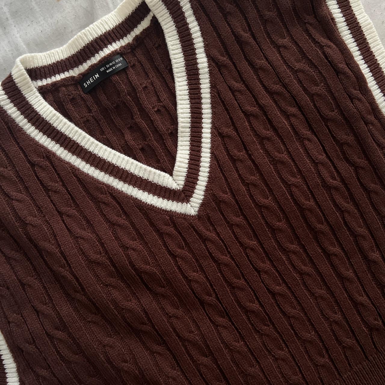 Shein Brown Knit Sweater Vest #shein #knitvests... - Depop