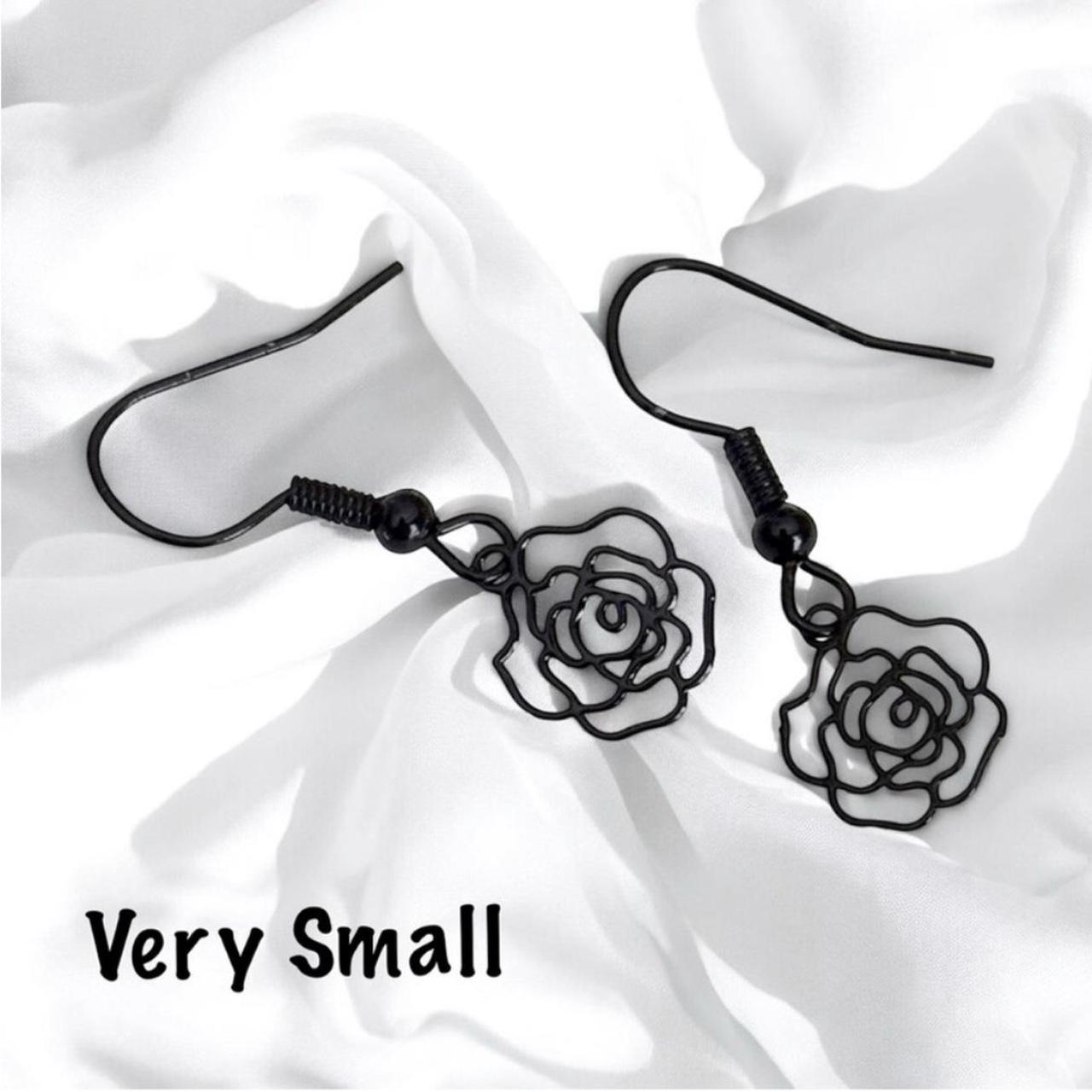 Really Cool Black Filigree Rose Dangles (Very... | Depop