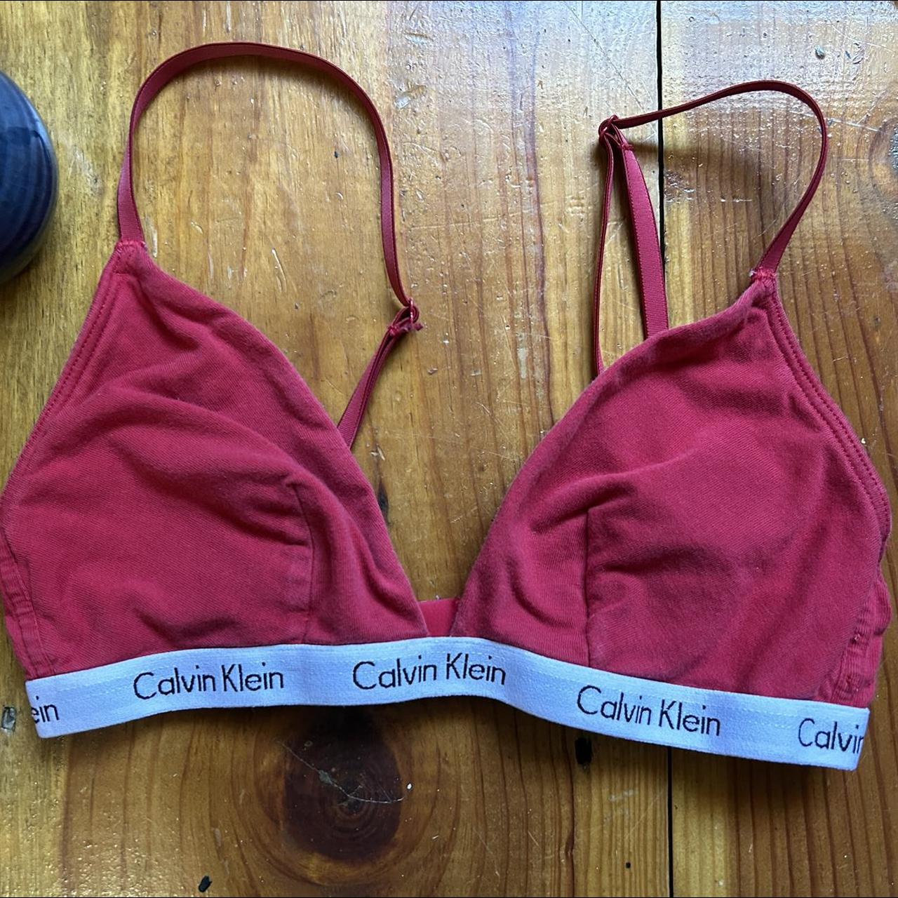 Calvin Klein red backless bra. Fits a size XXS, or... - Depop