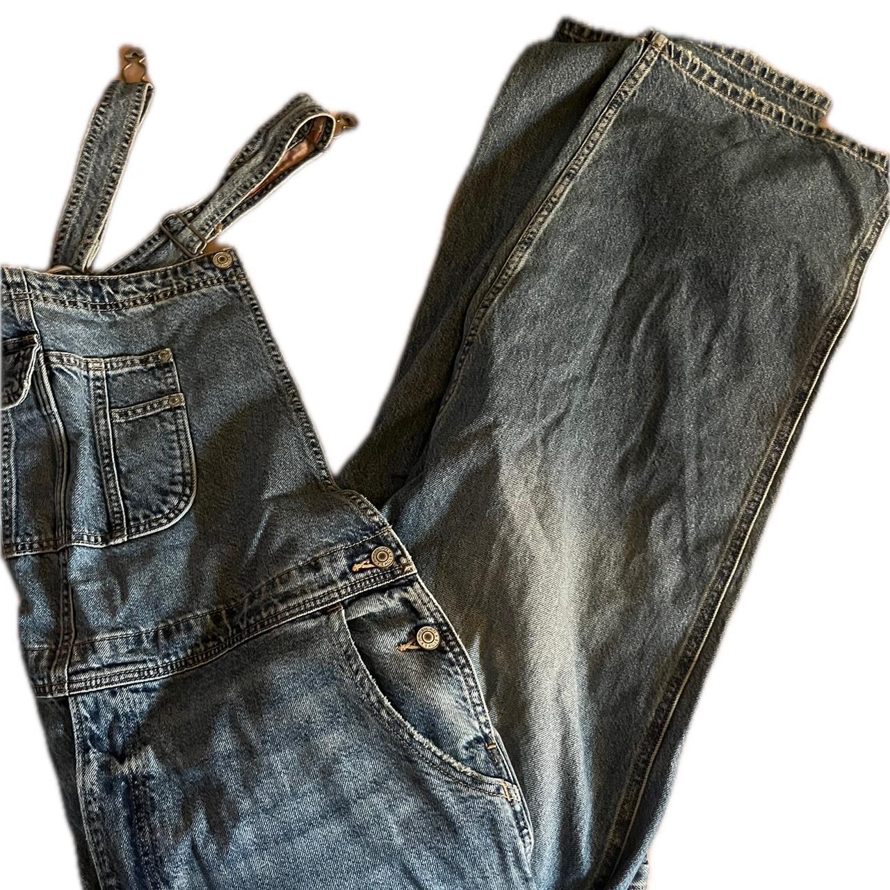 american eagle flannel overalls size xl super cute... - Depop