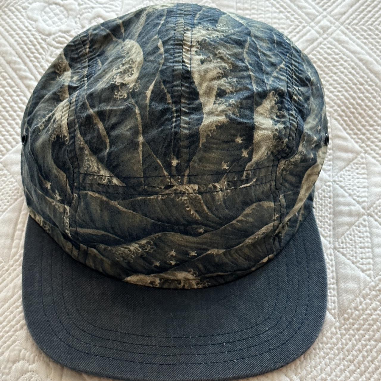 Blue chambray ocean wave hat with flat brim Made in... - Depop