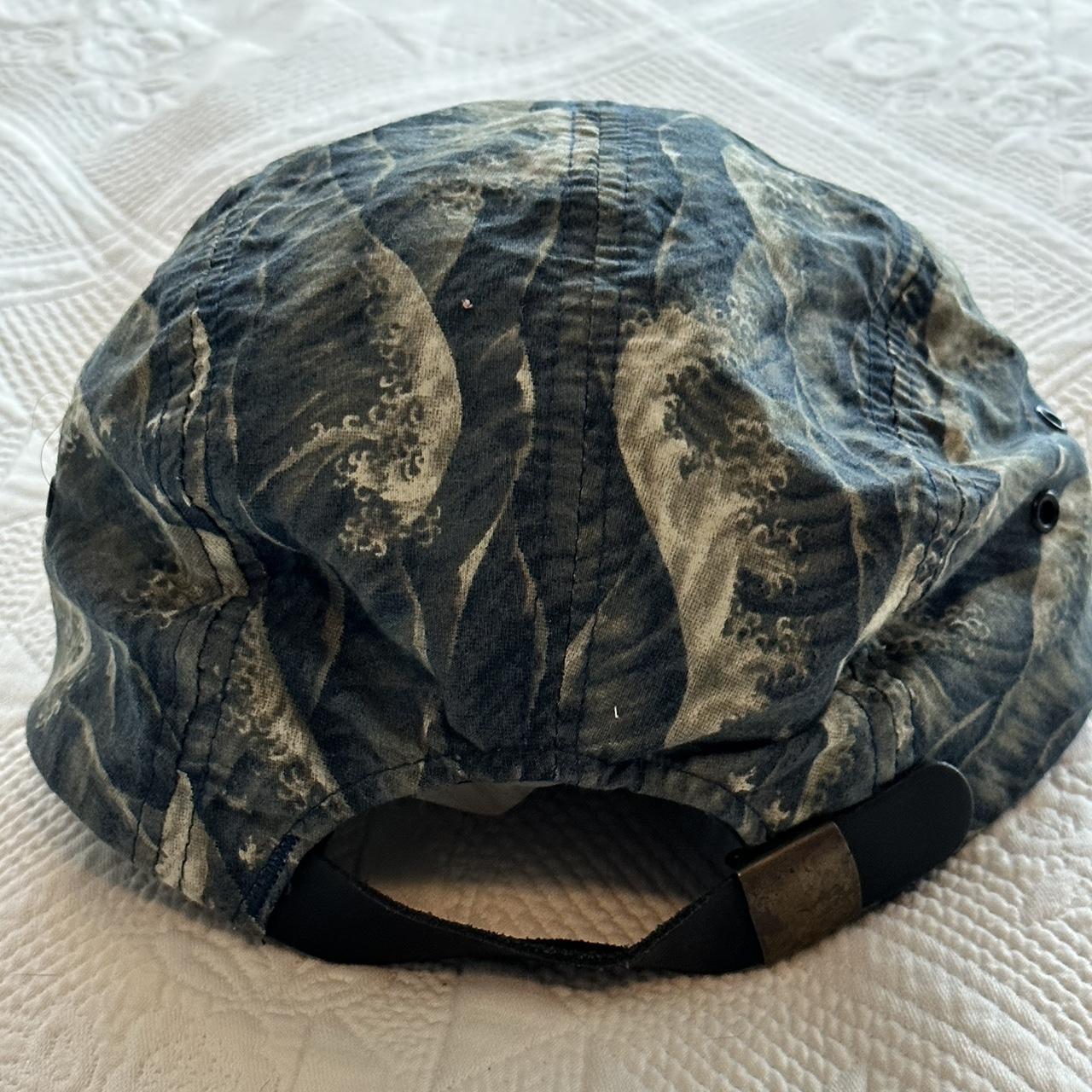Blue chambray ocean wave hat with flat brim Made in... - Depop