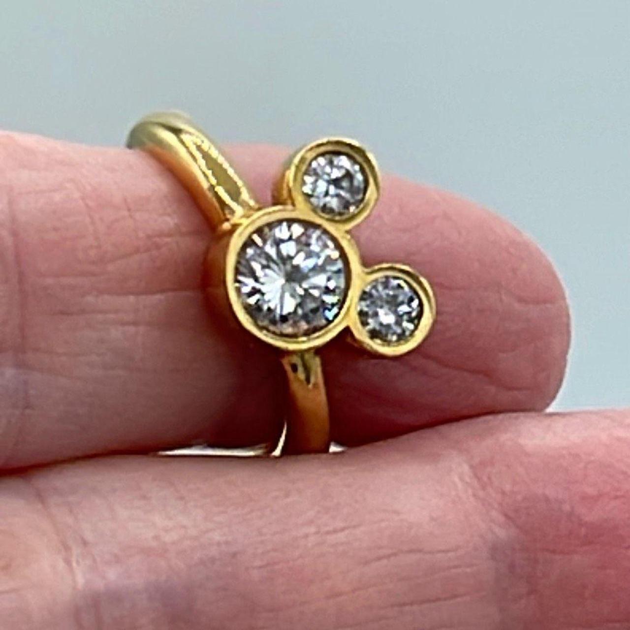 Disney Micky Mouse gold plated CZ ring size 7. This... - Depop