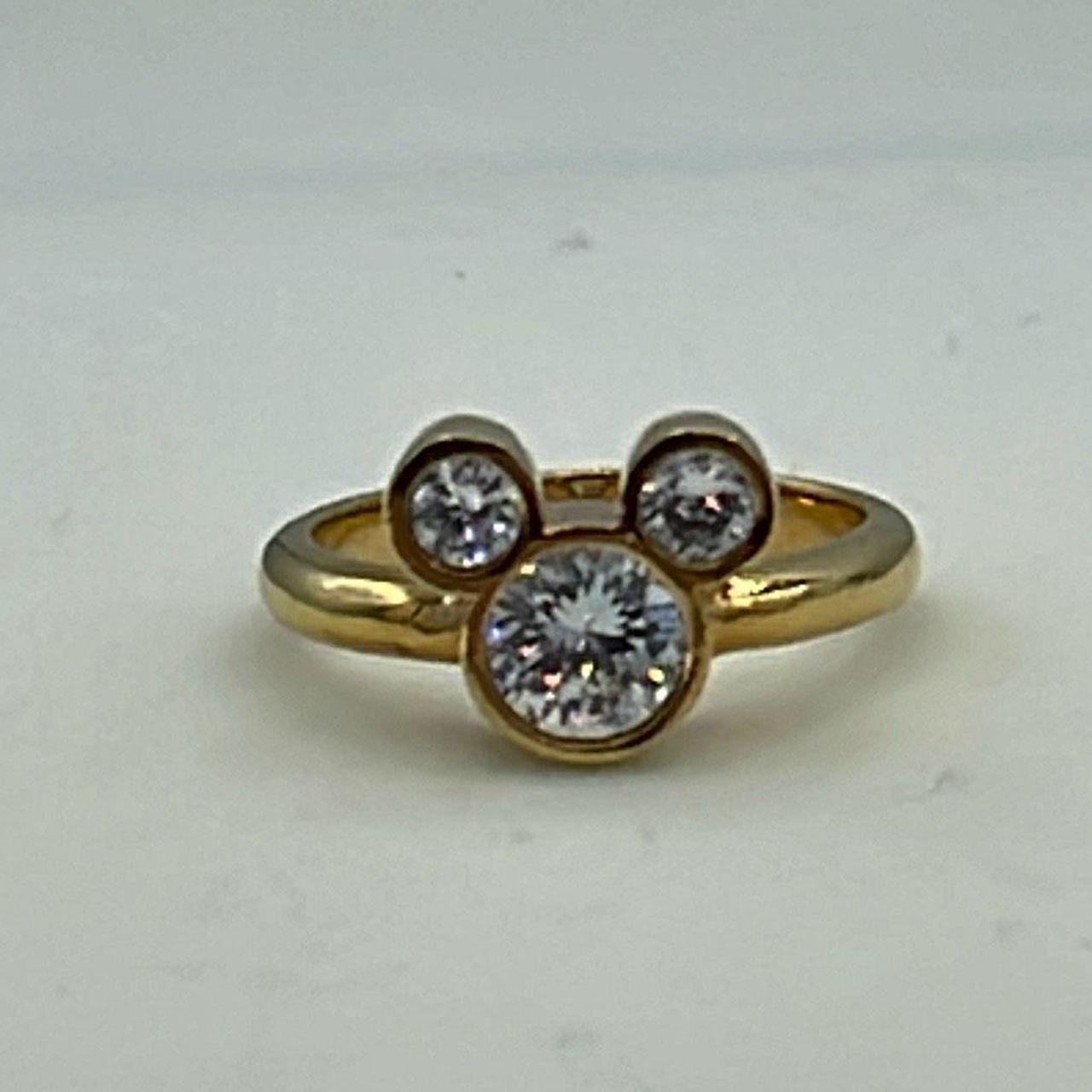 Disney Micky Mouse gold plated CZ ring size 7. This... - Depop