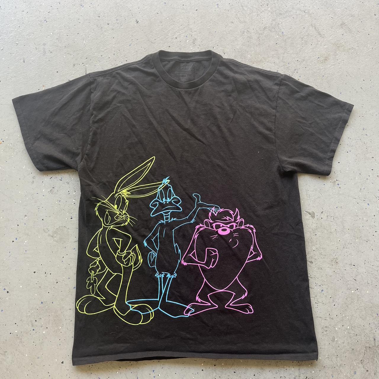 Y2K Black Looney Tunes Neon AOP Mens Large no... - Depop