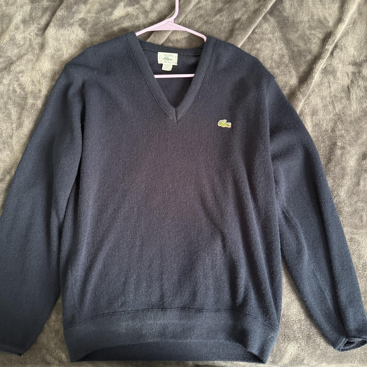 Izod Lacoste hand knit v neck sweater - Depop