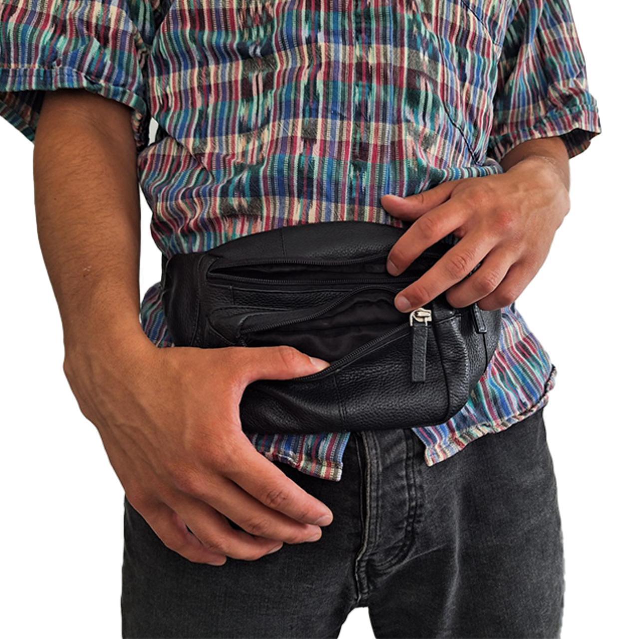 Men's Vintage Leather Belt Bag / Bum Bag. Large... - Depop