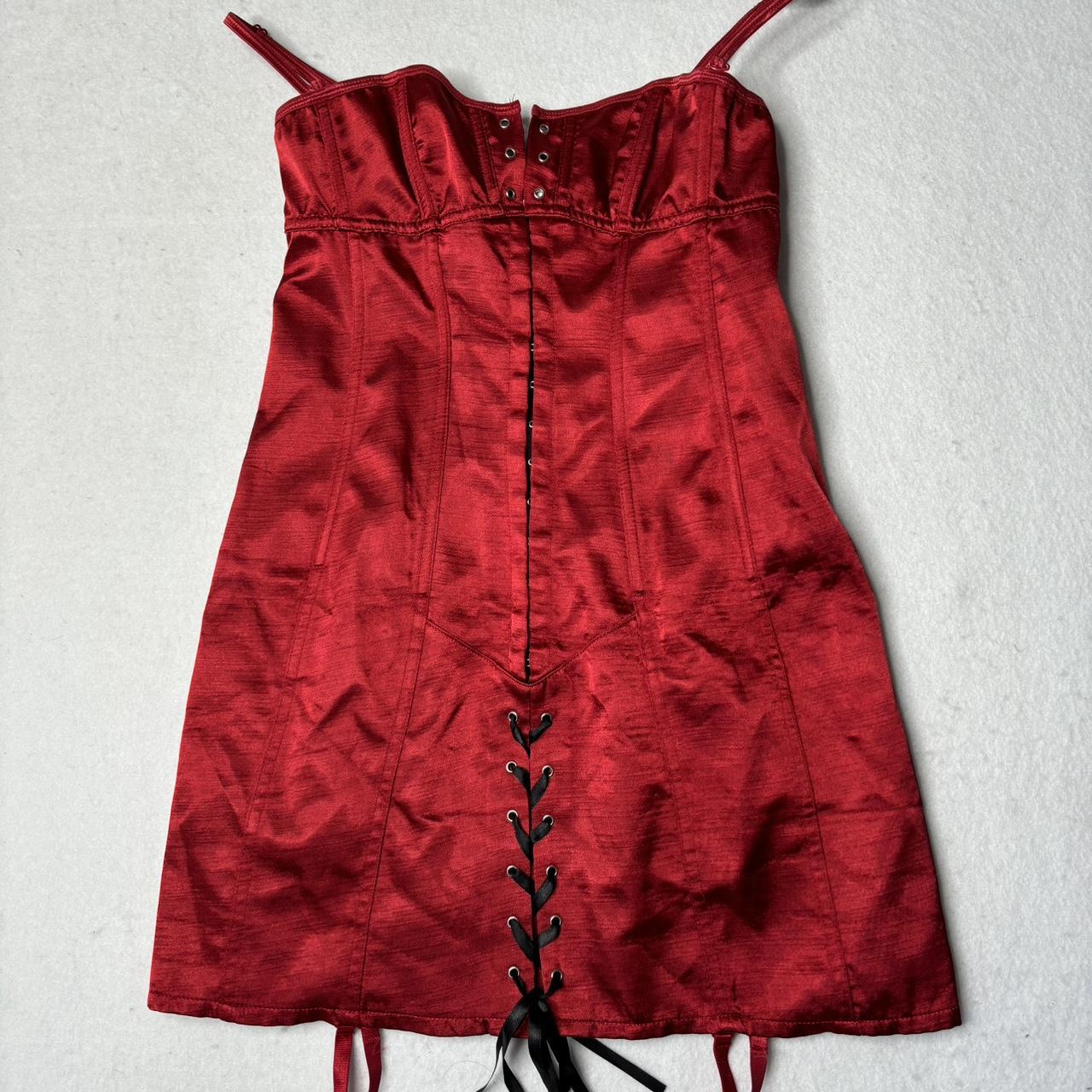 Dream Girl Red Lace Up Mini Cami Corset Dress Size Depop